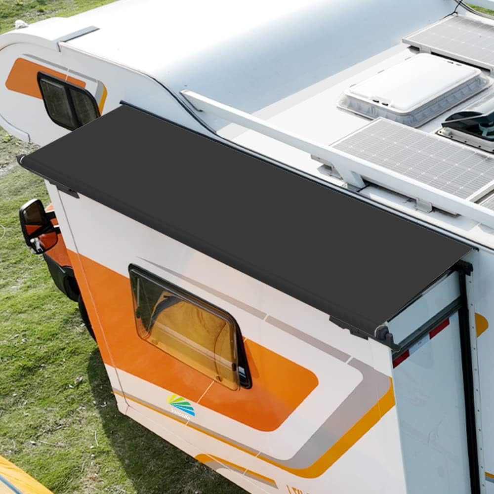 Suncode RV Slide Out Awning Fabric Replacement 93" x 51" Black- Fabric only Universal Slide ...