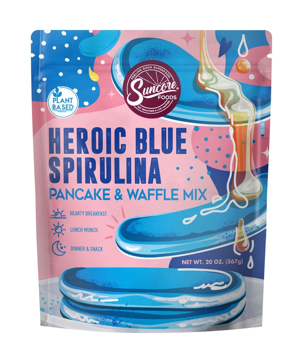 Suncore Foods Heroic Blue Spirulina Pancake & Waffle Powder Mix, 20oz ...