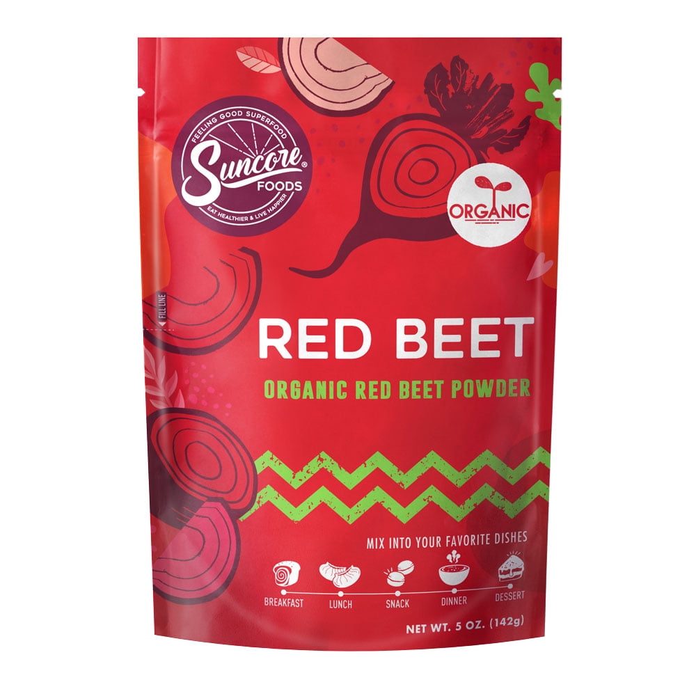 Suncore Foods Organic, Gluten-Free Red Beet Powder, 5oz, Pink-Red Food ...