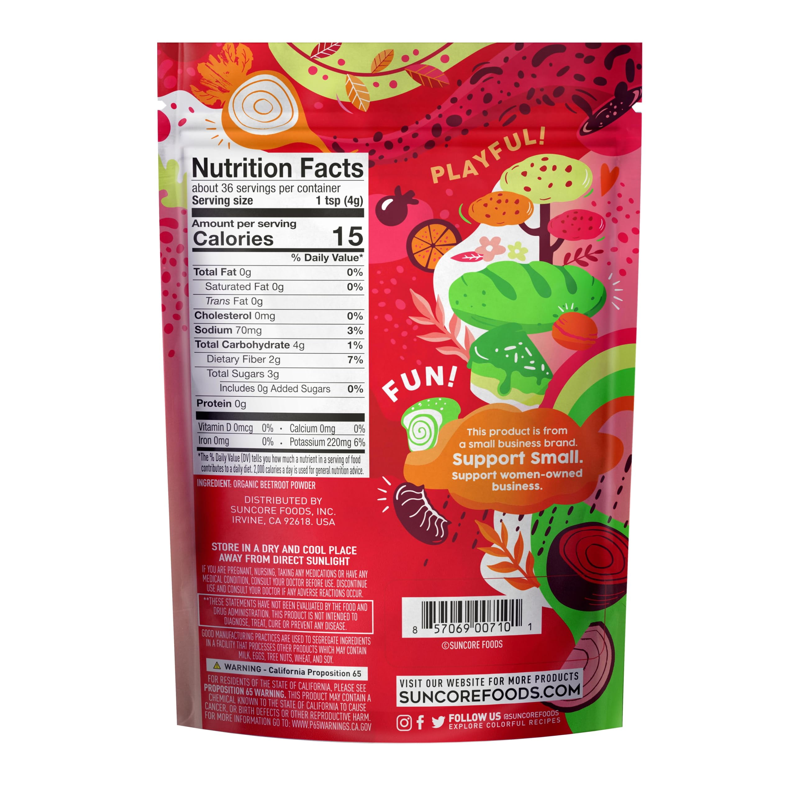 Suncore Foods Organic SCH4 Red Beet Powder, Red Food Coloring Powder ...