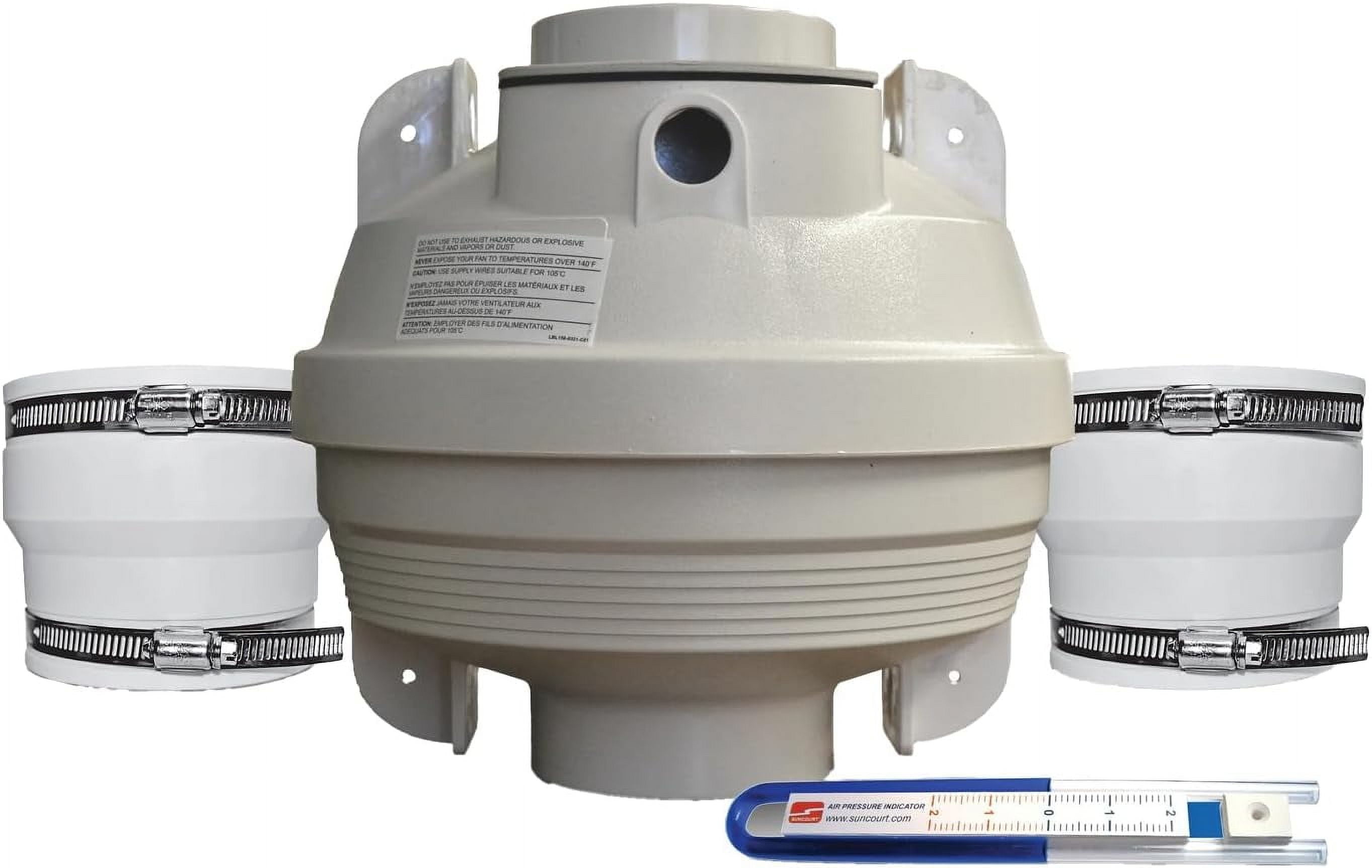 Suncourt Centrax RDK04-3 Radon Fan Mitigation Kit, Indoor and Outdoor ...