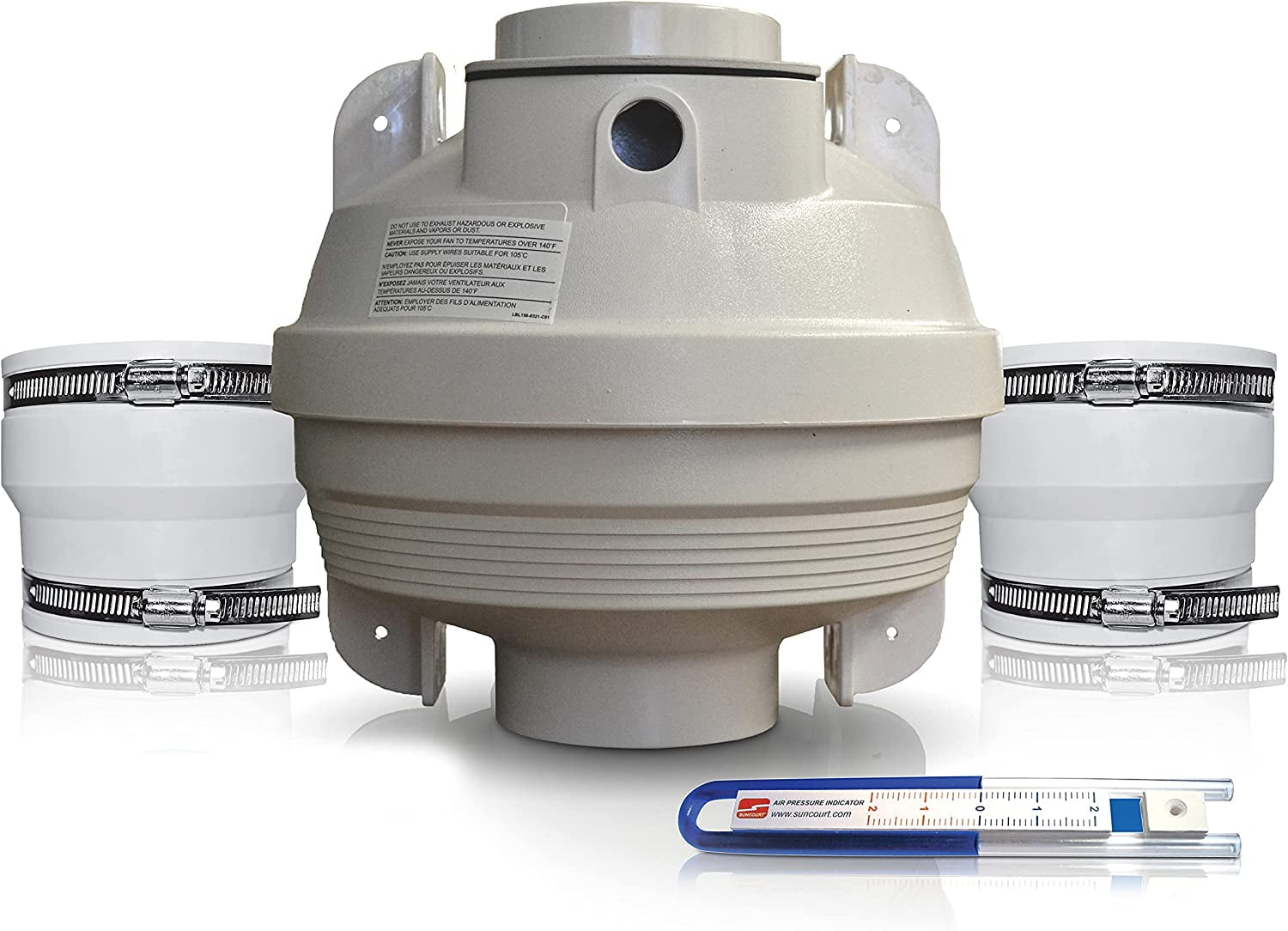 Suncourt Centrax RDK04-3 Radon Fan Mitigation Kit, Indoor and Outdoor ...