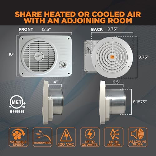 Suncourt ThruWall Room-to-Room Transfer Fan — Quiet Through Wall Vent ...