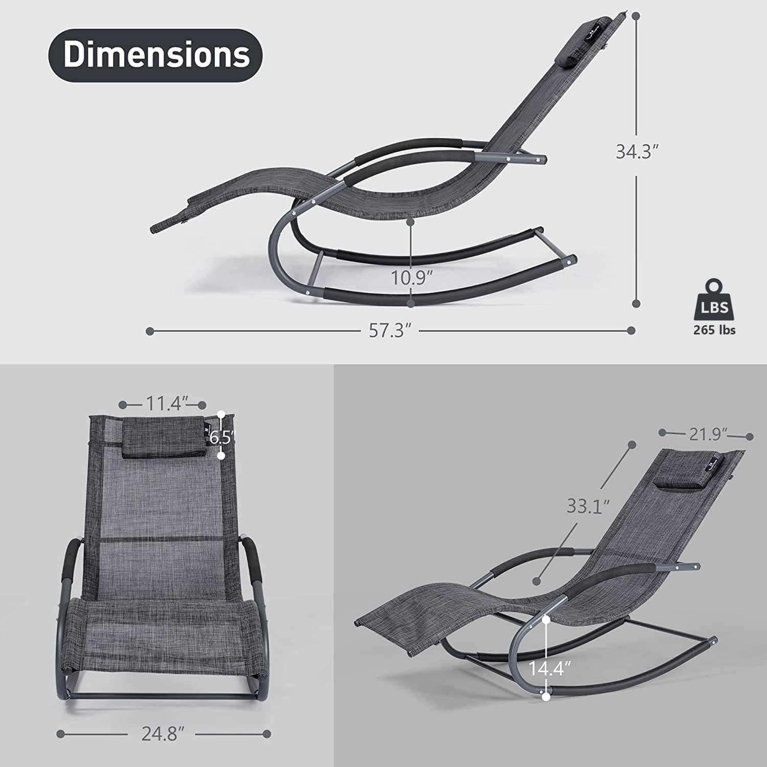Suncreat Outdoor Chaise Lounge Steel Curved Lounge Chair with ...