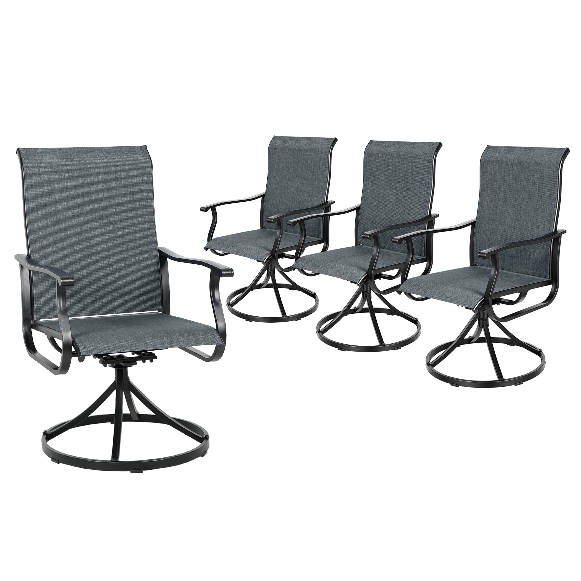 Suncrown Metal Outdoor Dining Chairs, Set of 4, Gray, 360-Degree Swivel ...
