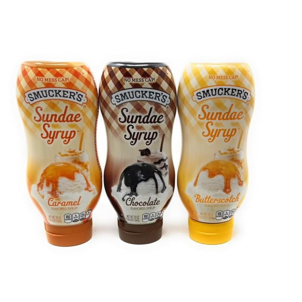 Sundae Syrup Ice Cream Topping Variety Bundle, Caramel, Butterscotch ...