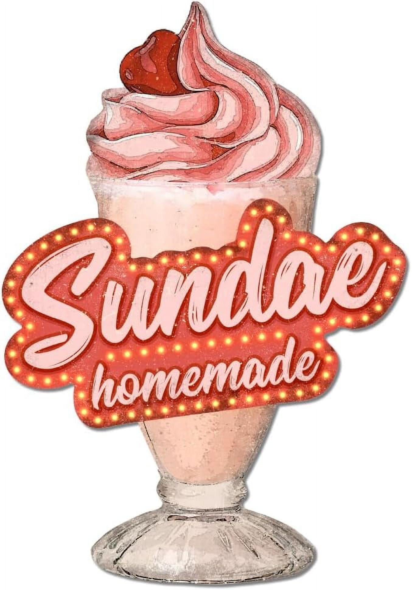 Sundae Vintage Metal Tin Sign Retro Ice Cream Plaque Poster Metal Wall ...
