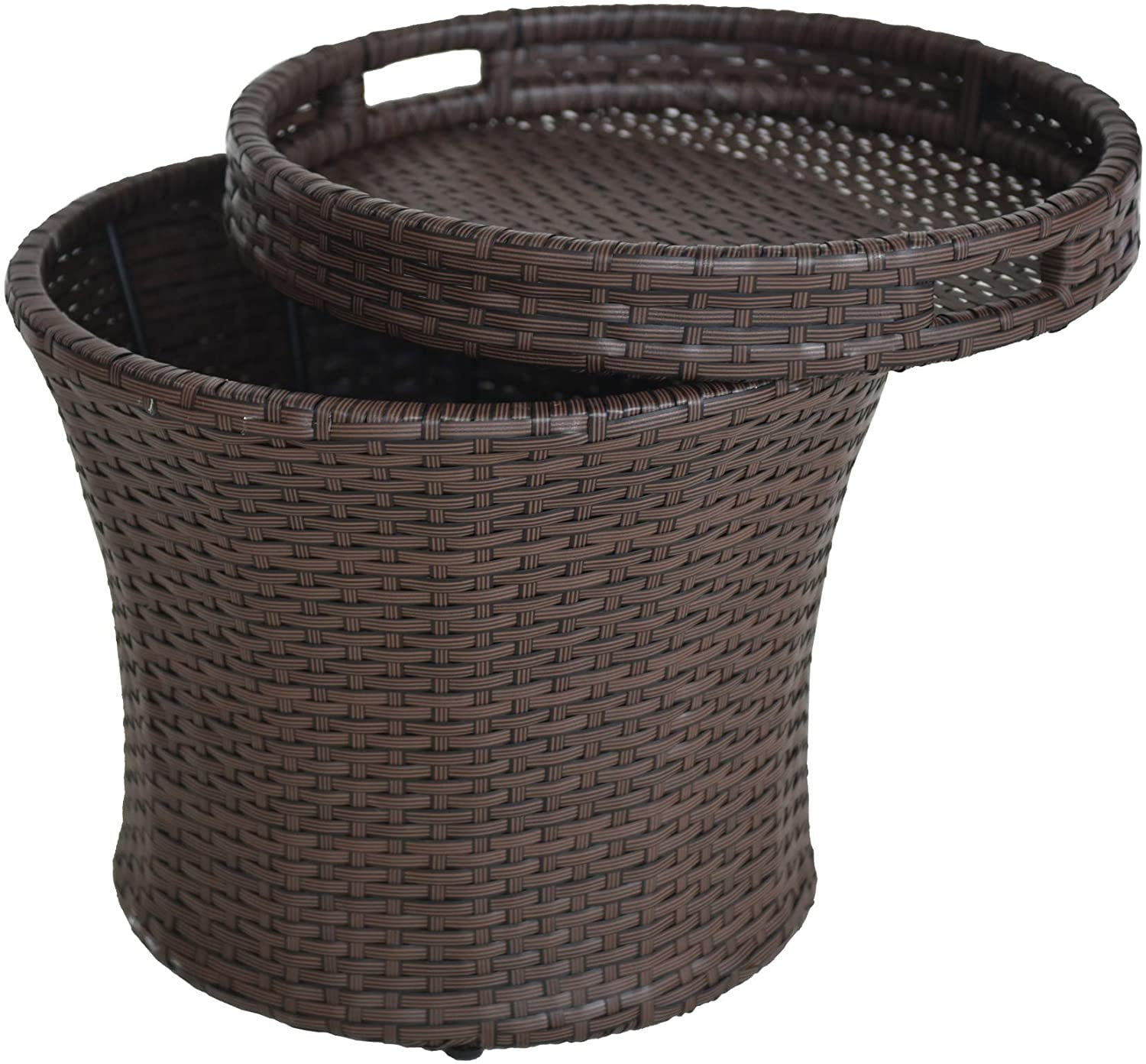 Sundale Outdoor All-Weather Wicker Rattan Storage Box/Side Table, Brown ...