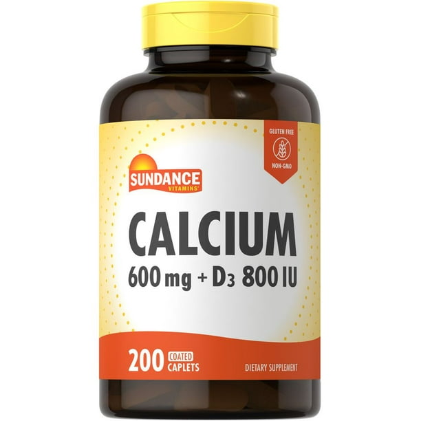Sundance Calcium + Vitamin D3, 600 mg & 800 IU, 200 Count - Walmart ...