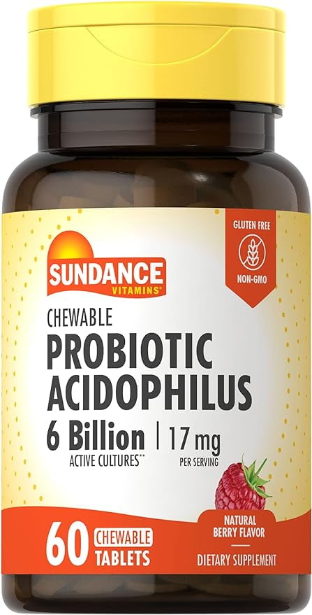 Sundance Probiotic Acidophilus 150mg, Chewable Tablets For Digestive ...
