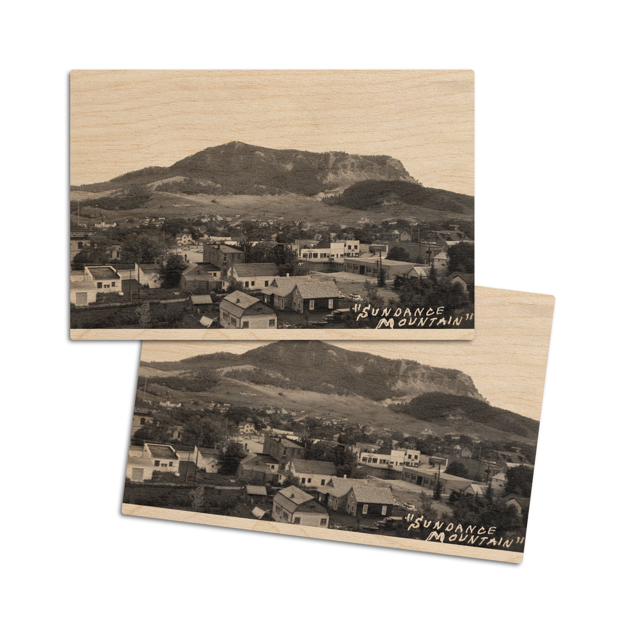 Sundance, Wyoming, View of Sundance Mountain Photograph (4x6 Birch Wood ...