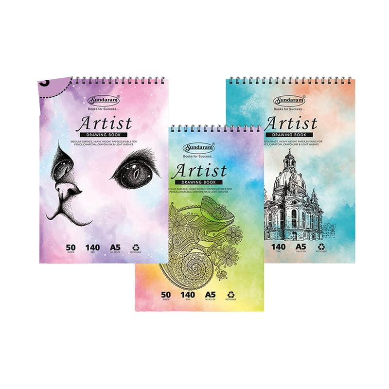 Sundaram A5 Sketch Book Spiral Bound Wiro 100 Pages 50 Sheets 21 x 145 ...