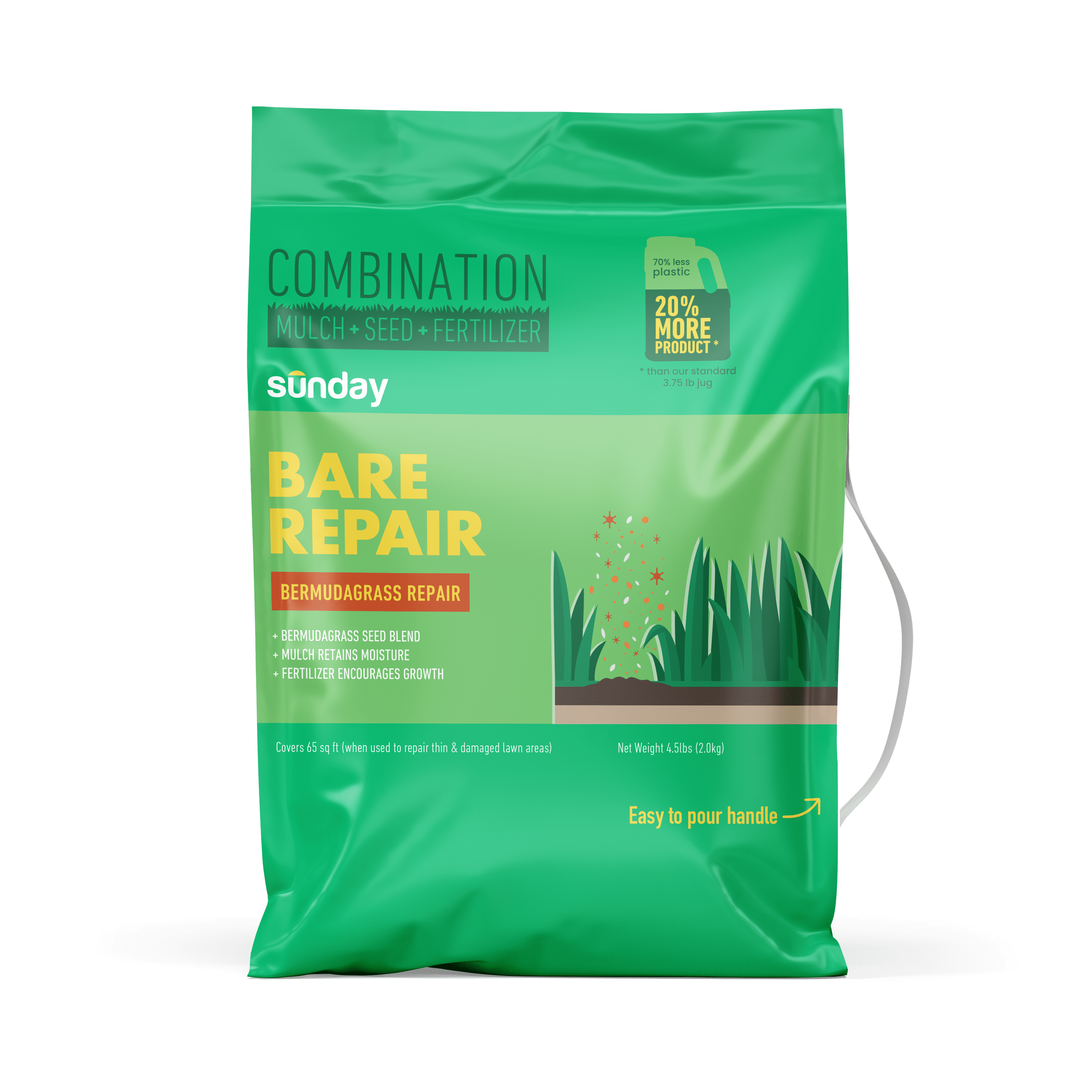 Sunday Bare Repair Bermudagrass Grass Seed, 4.5 lb - Moisture-Holding ...