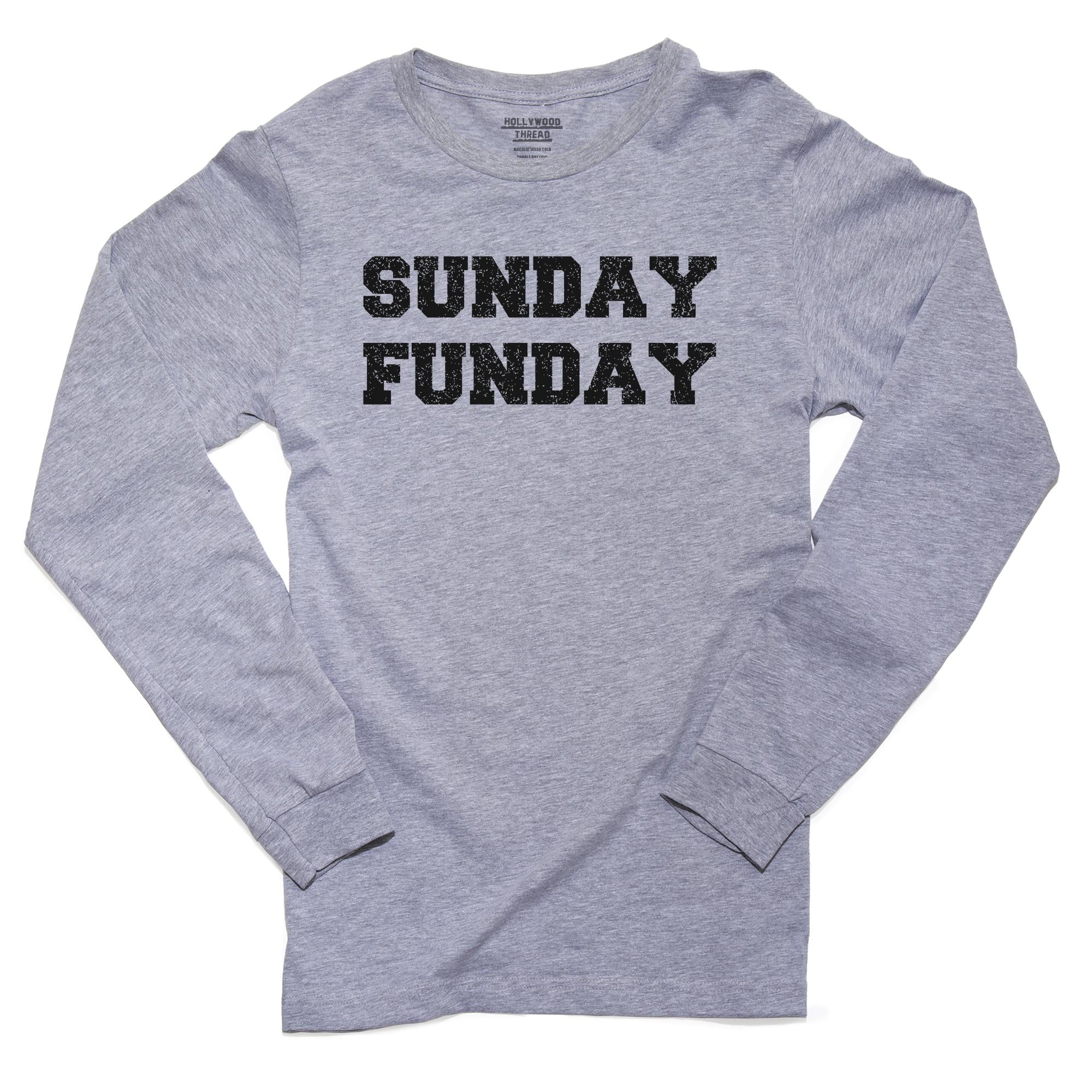 Sunday Funday Block Font Graphic Men's Long Sleeve Grey T-Shirt ...