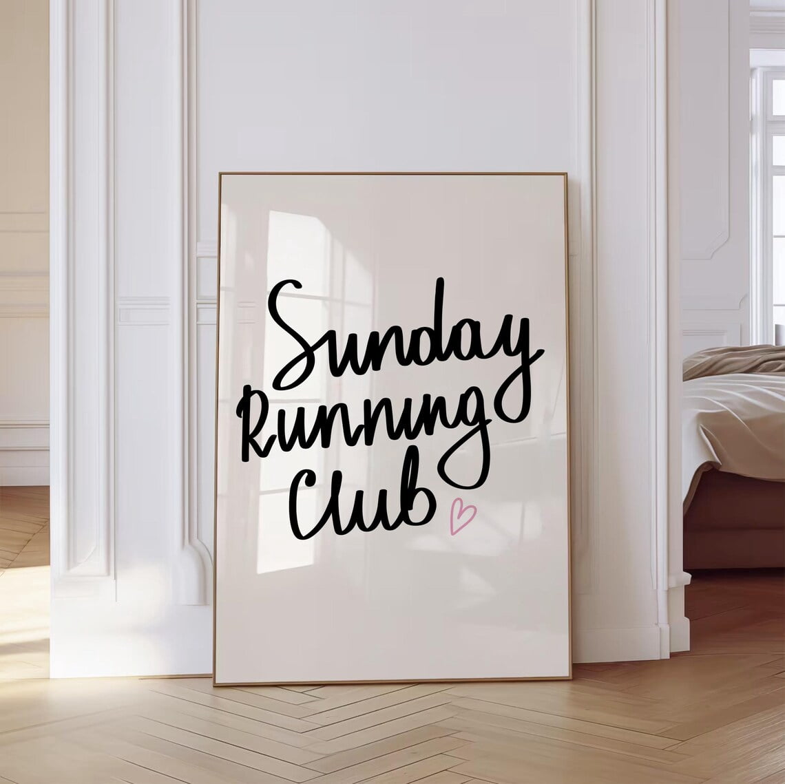 Sunday Running Club Print Minimalist Poster Trendy Decor Cute Quote Art ...