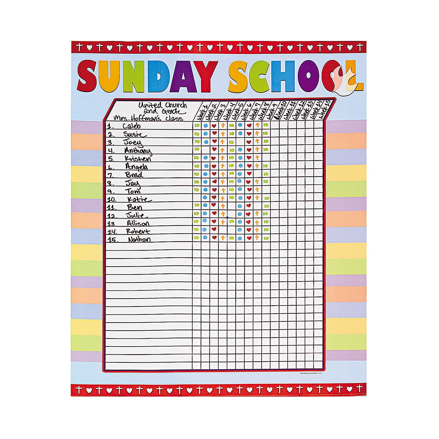 Sunday School Attendance Sticker Chart - Stationery - 6 Pieces ...