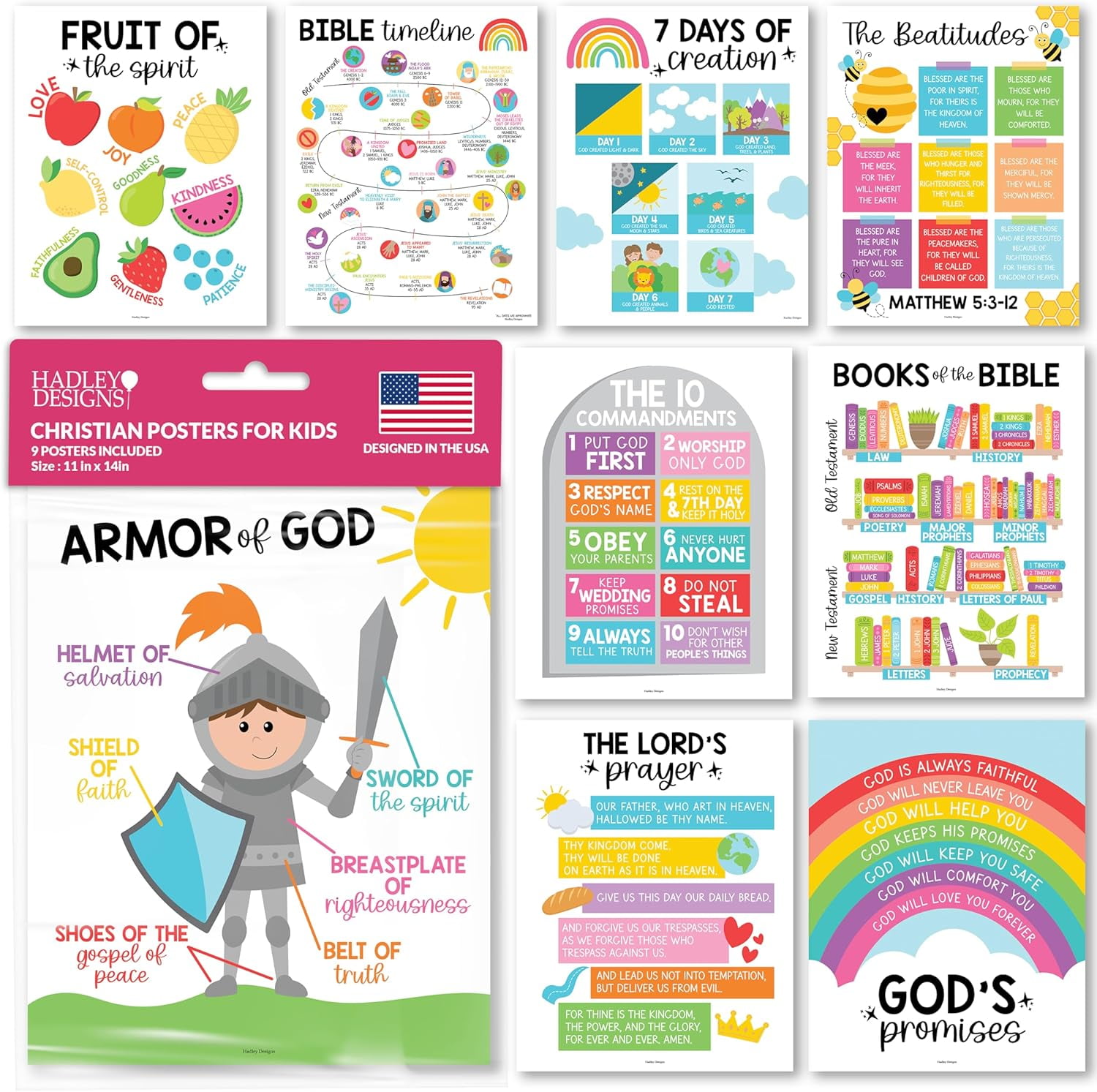 Sunday School Decorations for Classroom – 9 Bible Posters for Kids ...