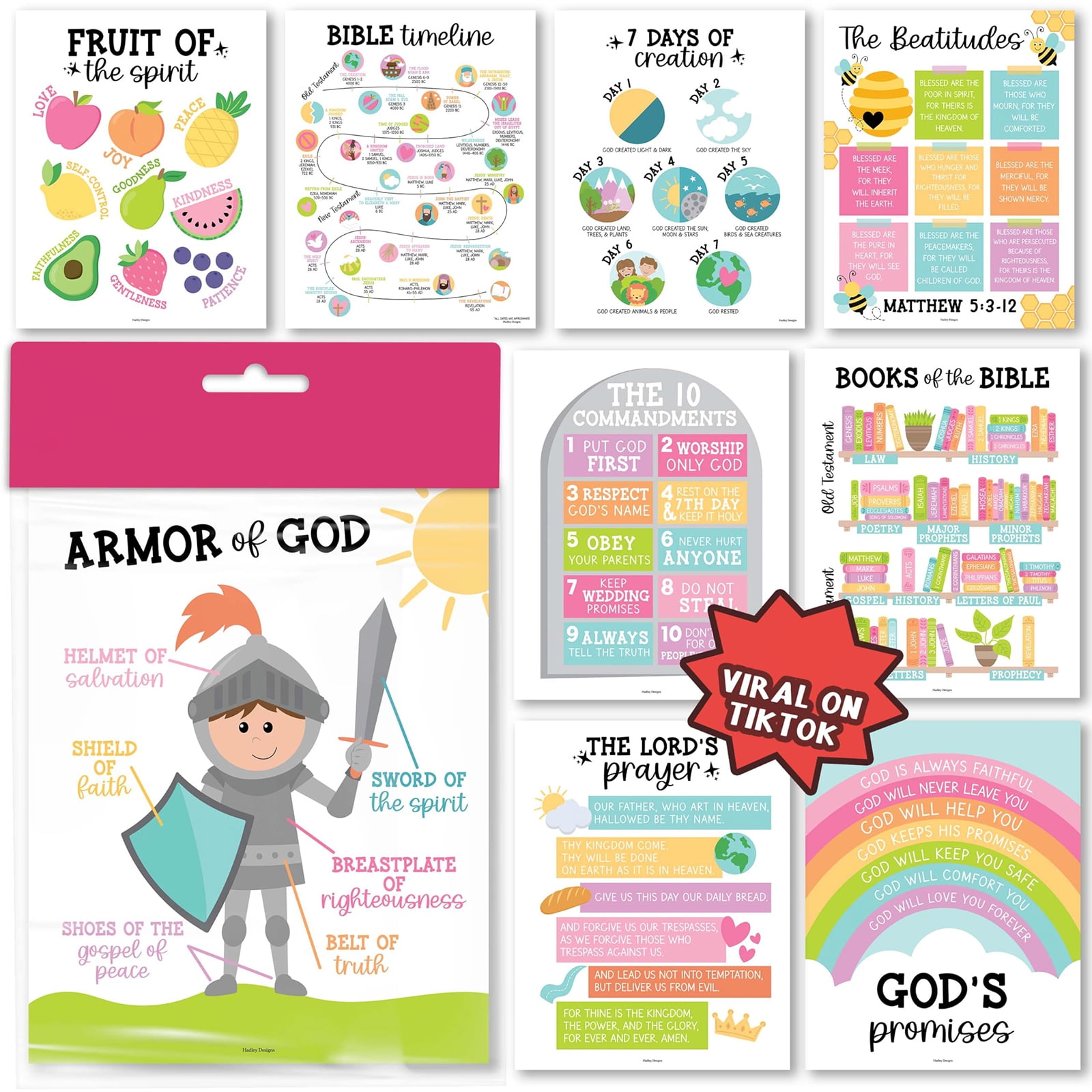 Sunday School Decorations for Classroom – 9 Bible Posters for Kids ...