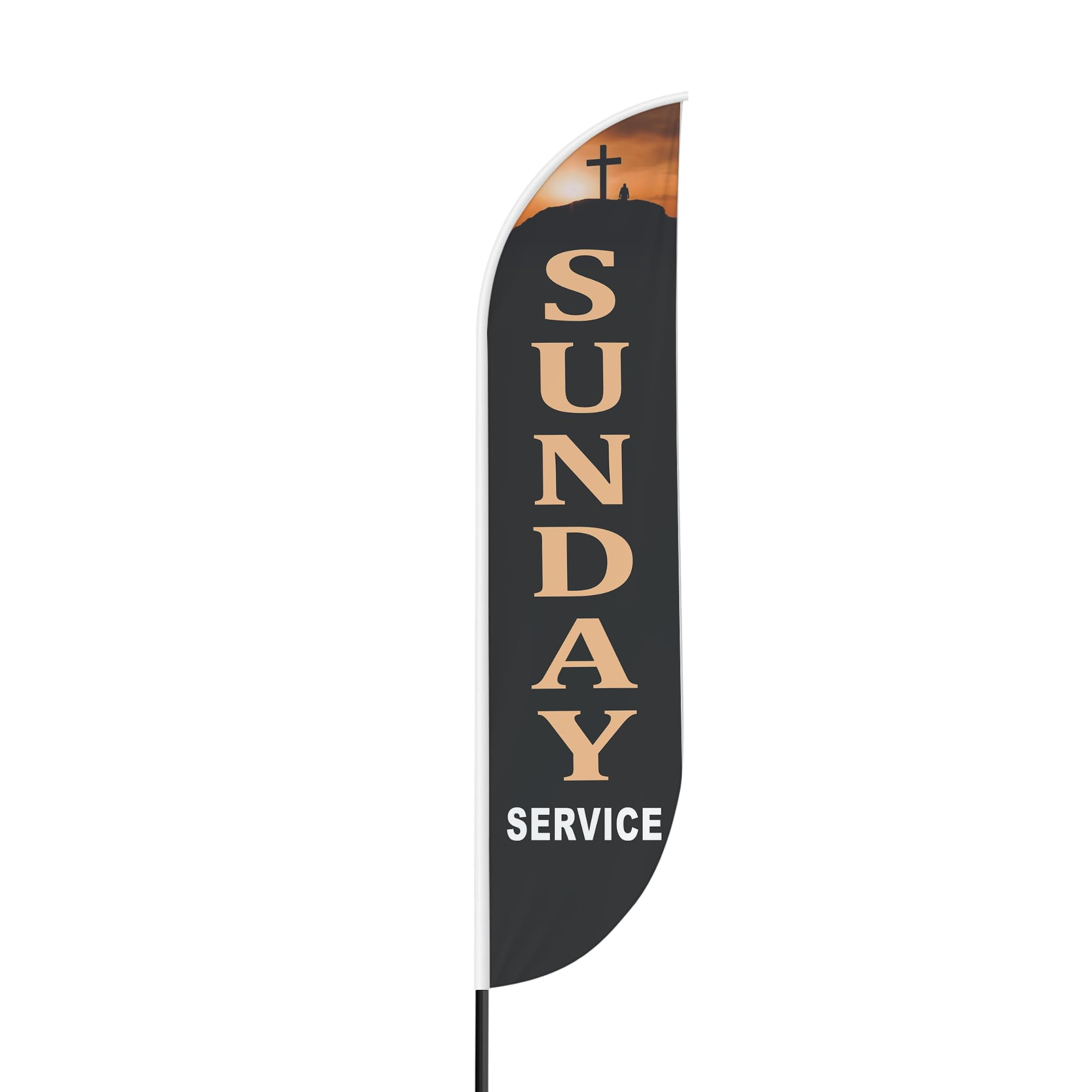 Sunday Service Sign feather flag for Outdoor by Mavis Printing | 11.5 ...