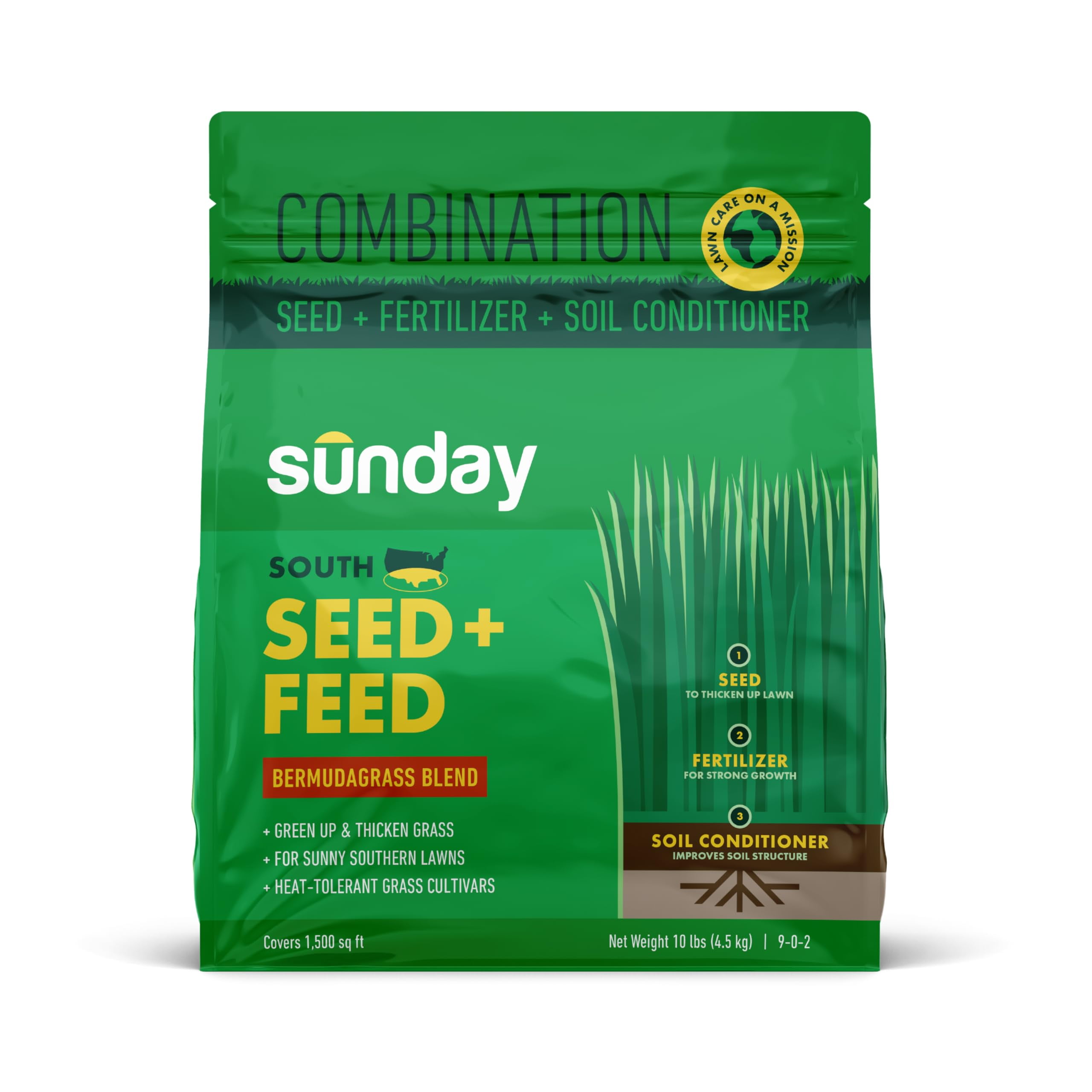 Sunday South Seed + Feed - MVR1 Heat-Tolerant Grass Seed and Fertilizer ...