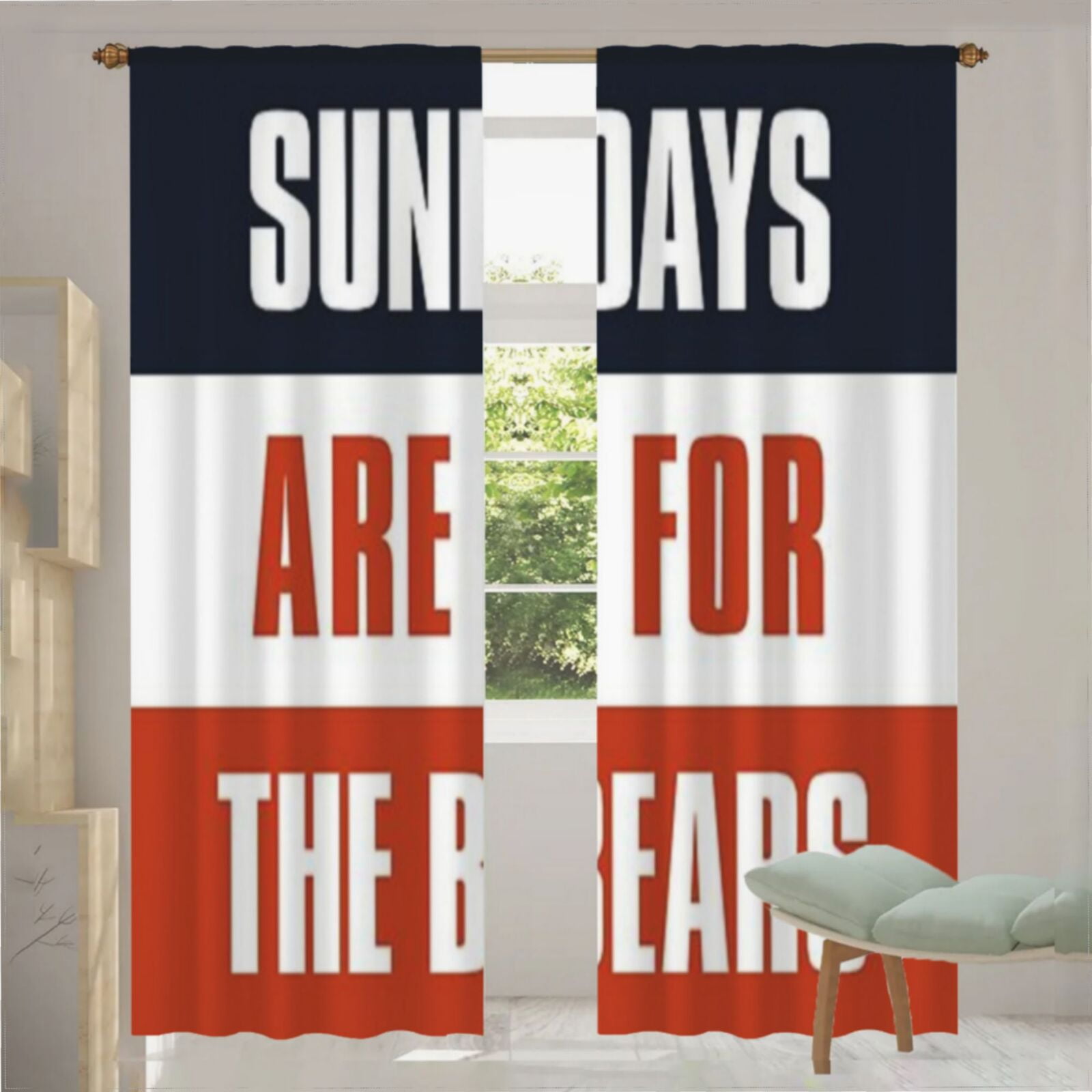 Sundays Are For The Bears Chicago Football Fans Curtains for Living ...
