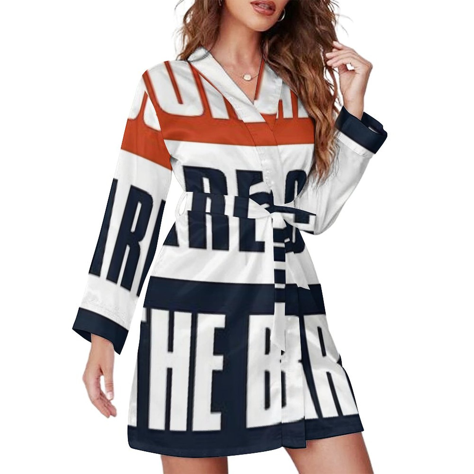 Sundays Are for The Bears Night Robe Long Sleeve V Neck Robe With Belt ...