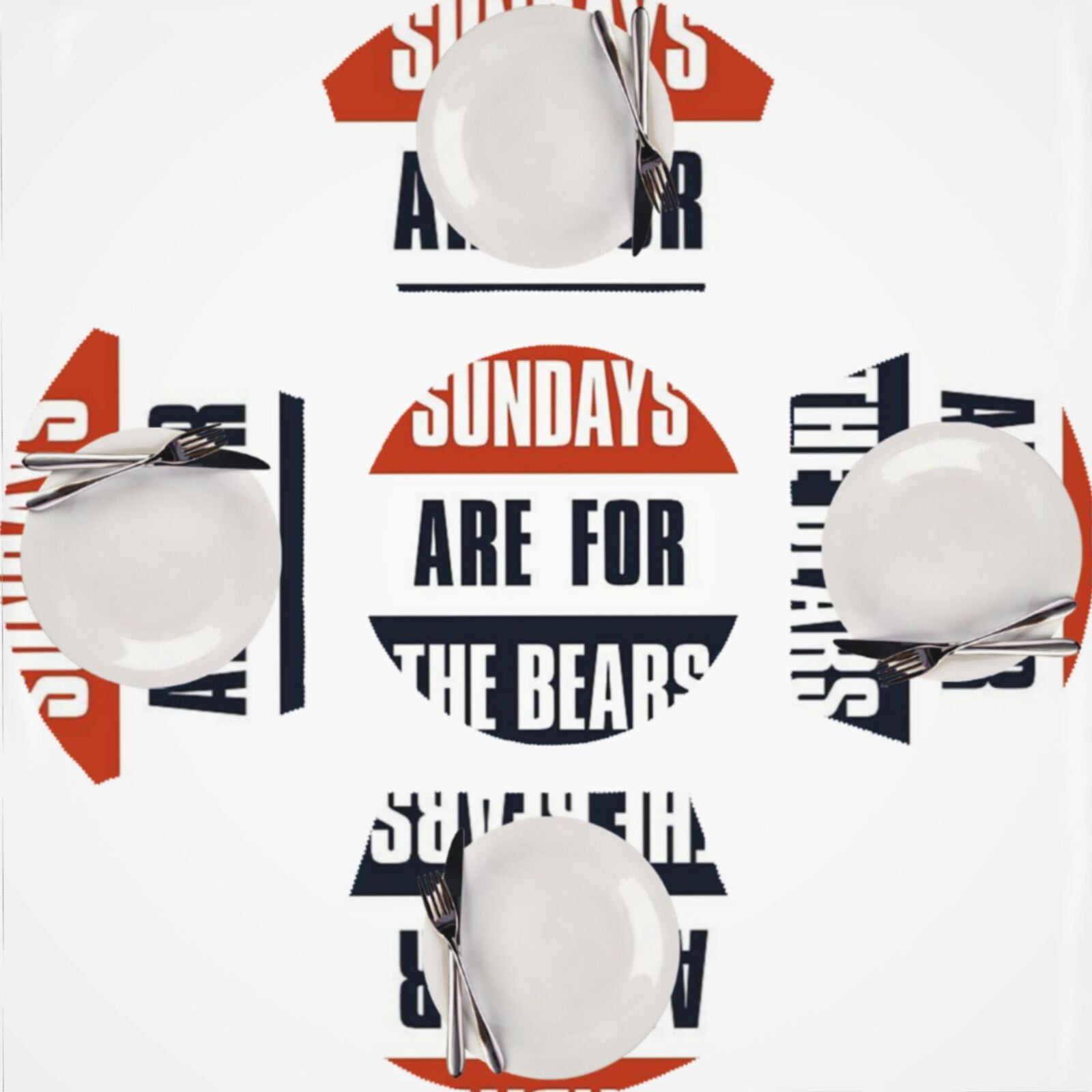 Sundays Are For The Bears Round Table Placemats Set Of 5 Wedge Table ...