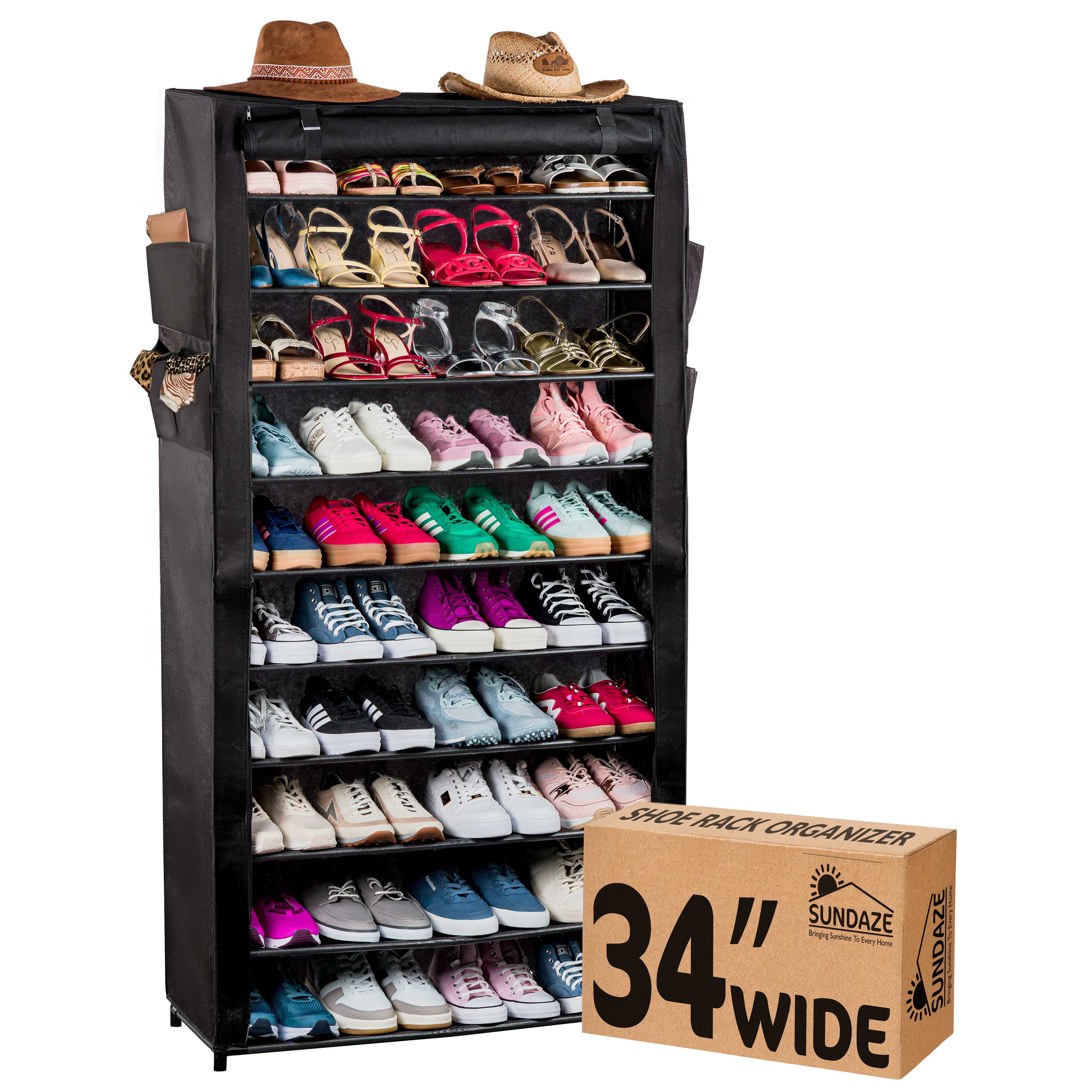 Sundaze Shoe Rack with Cover - 10 Tier Shoe Rack for Front Door ...