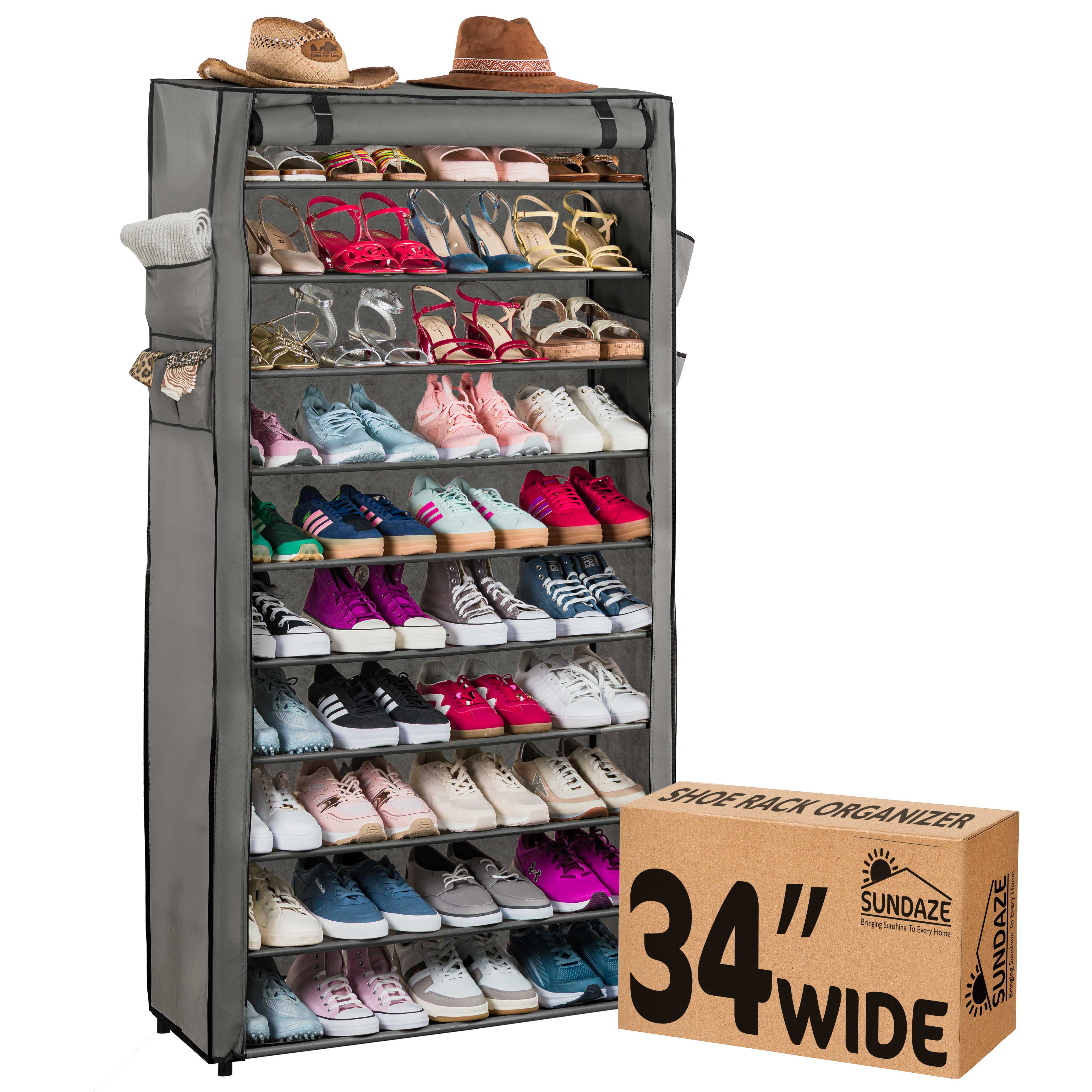 Sundaze Shoe Rack with Cover - 10 Tier Shoe Rack for Front Door ...