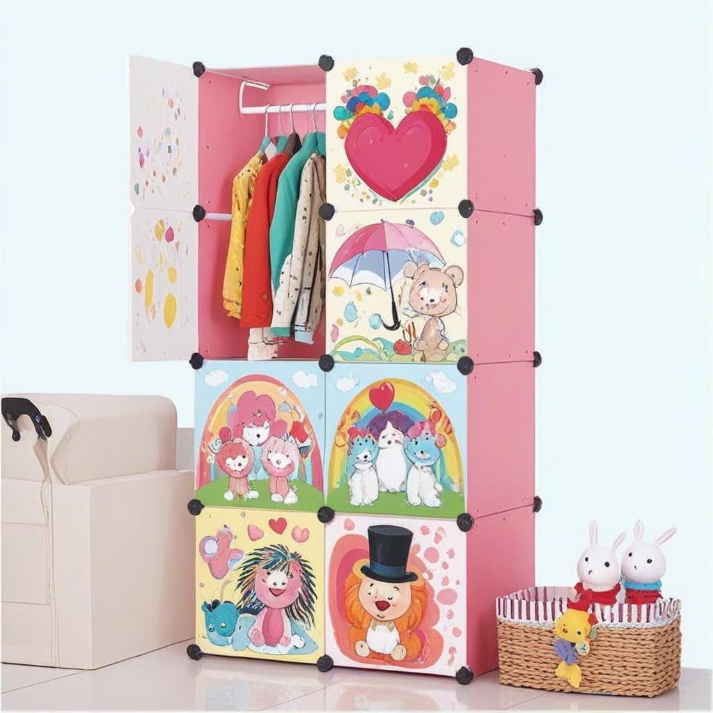 Sunderlook Plastic Wardrobe for Kids Clothes 8 Door Collapsible ...