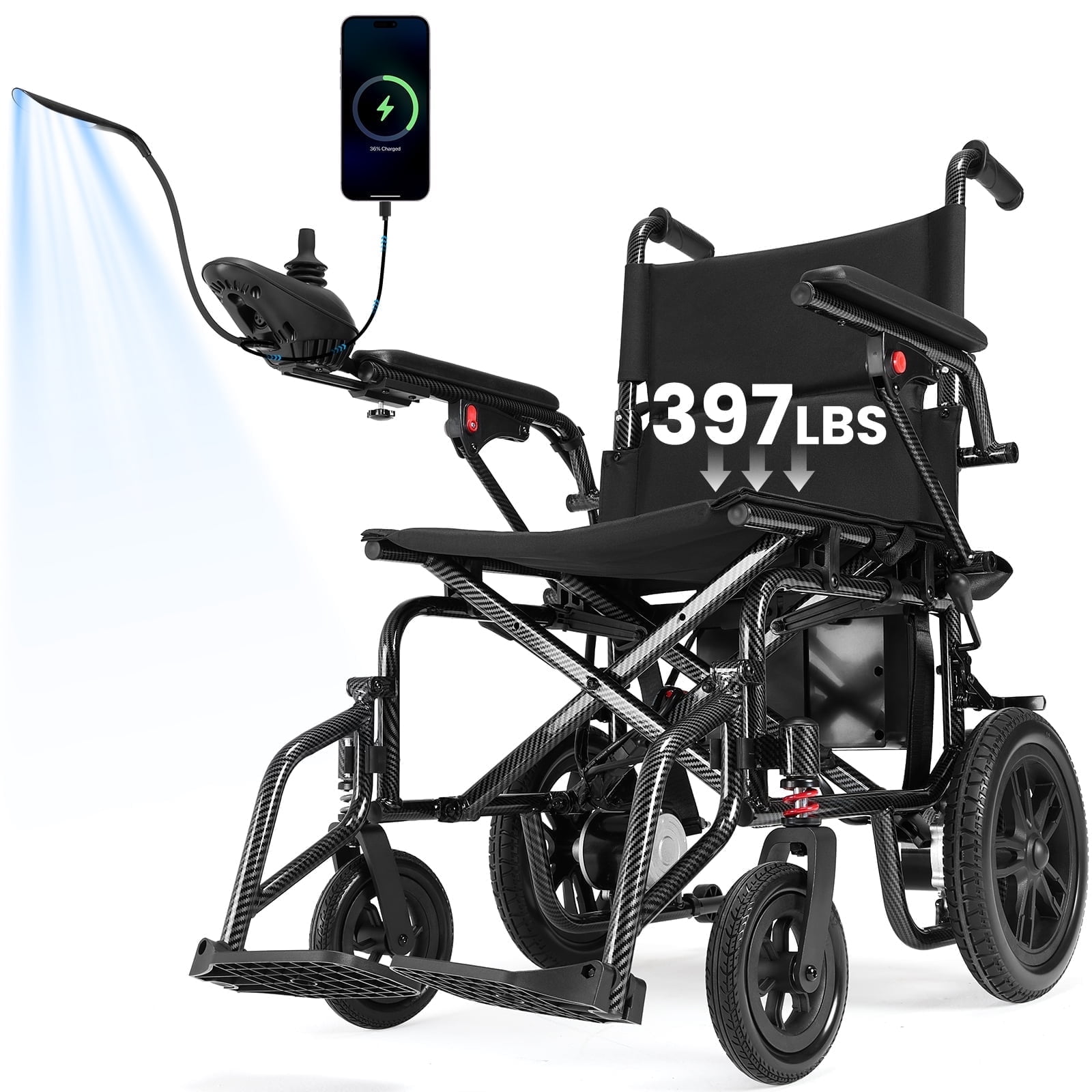 All Terrain Electric Wheelchair,24km Long-Range(400lbs Max)Lightweight ...