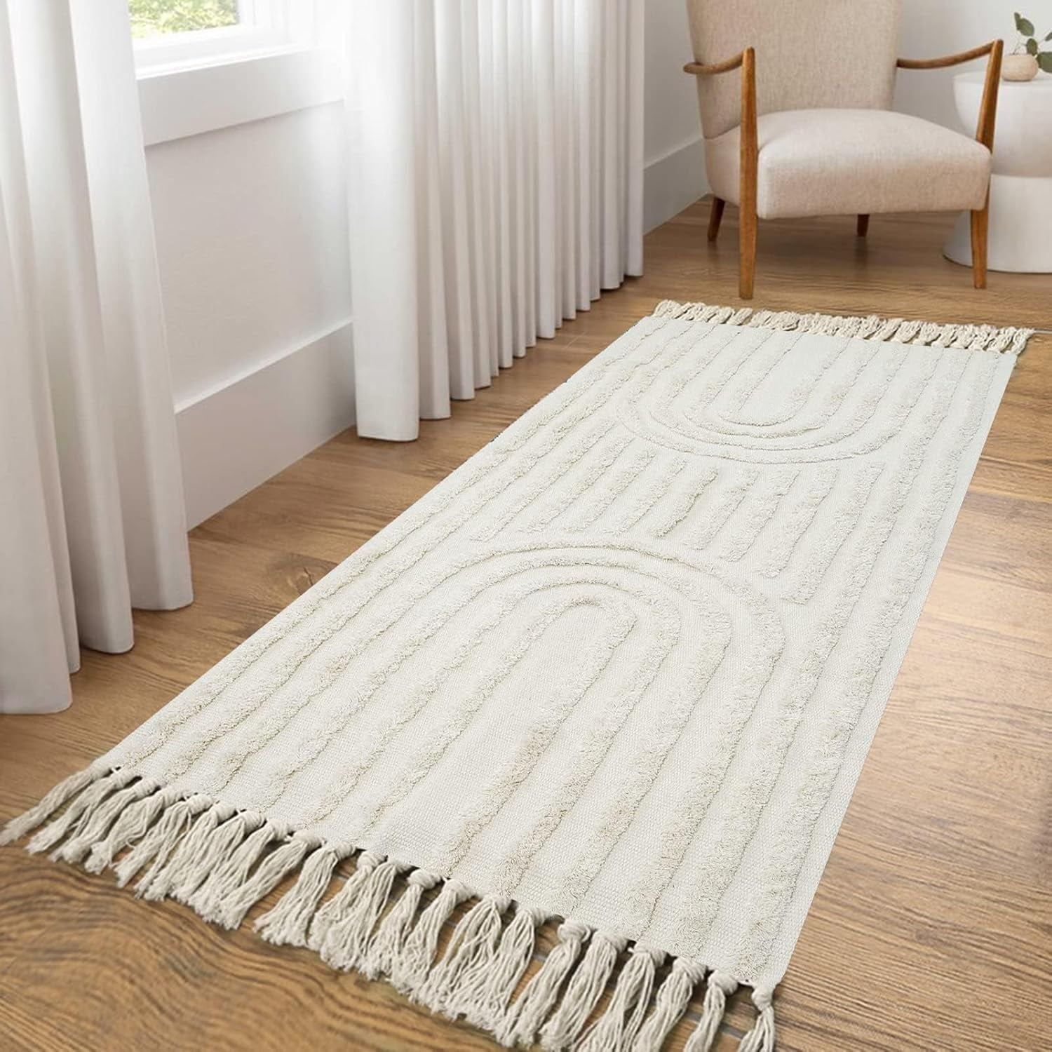 SUNDEREY Boho Kitchen Runner Rug 2'x4', Washable Cotton Rug with ...