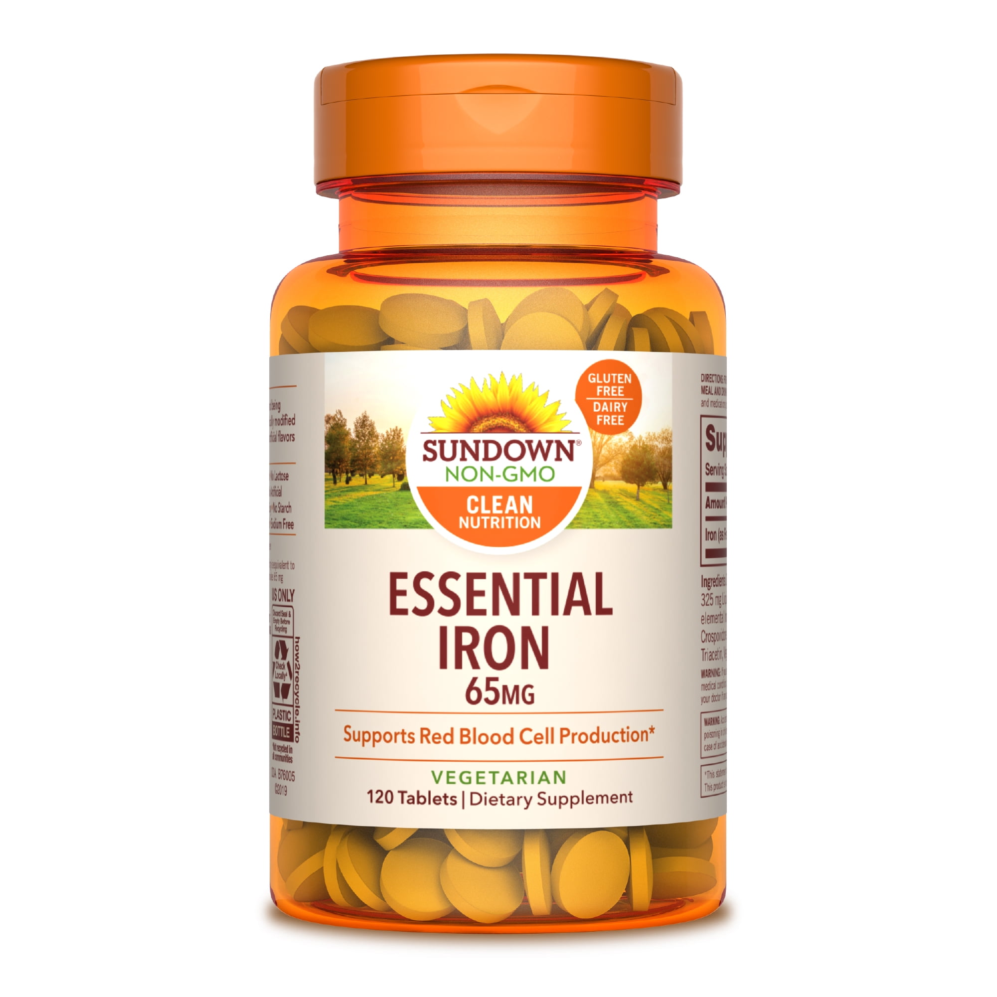 Sundown Essential Iron 65 mg, Ferrous Sulfate, Supports Red Blood Cell ...