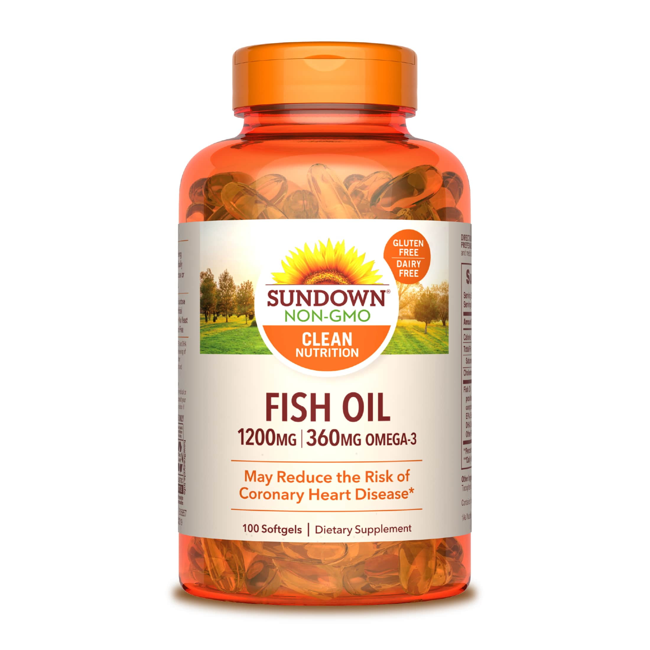 Sundown Omega-3 Fish Oil 1200mg, Heart Health Support, 100 Softgels ...