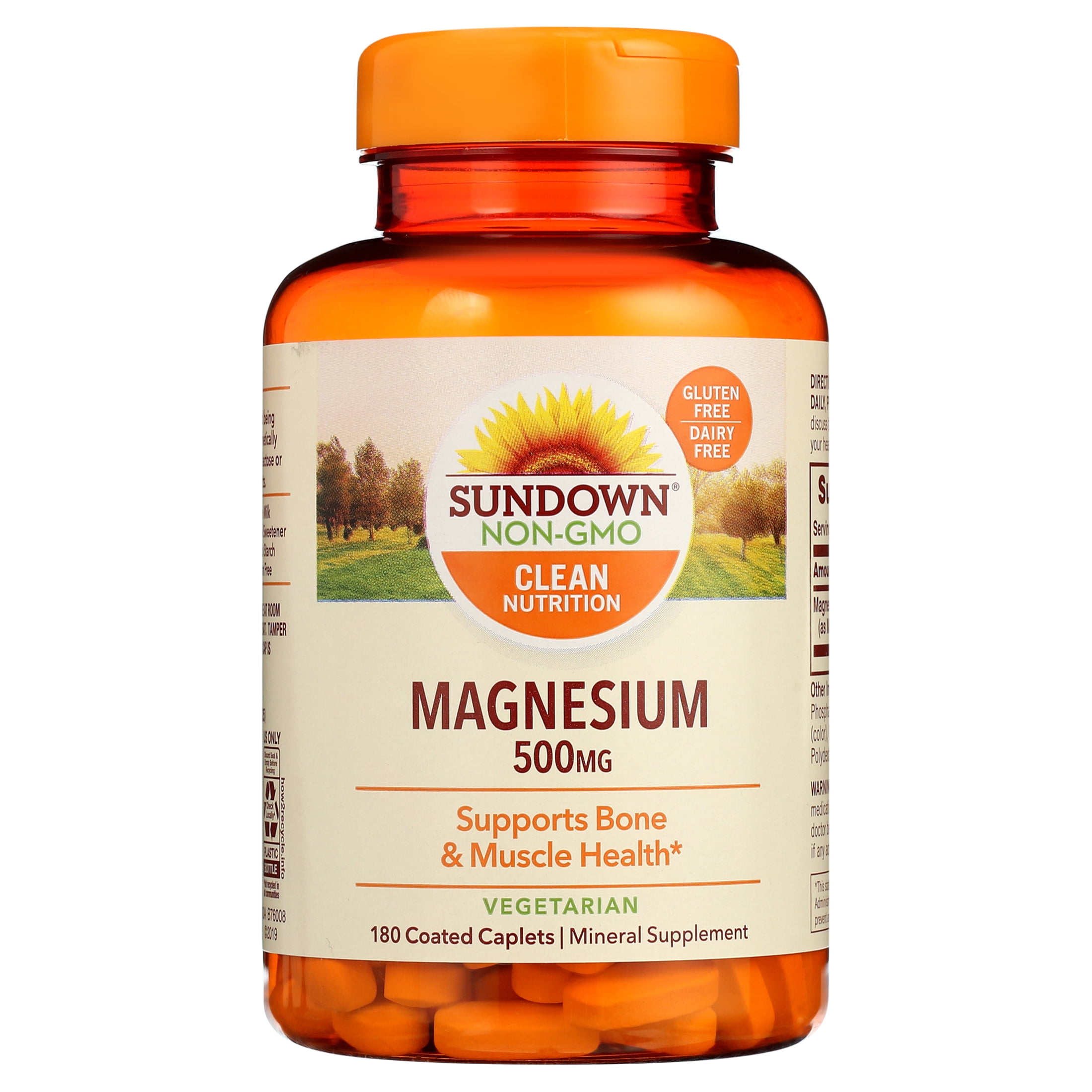 Sundown Magnesium 500mg, 180 Coated Caplets, Supports Bone, Muscle ...