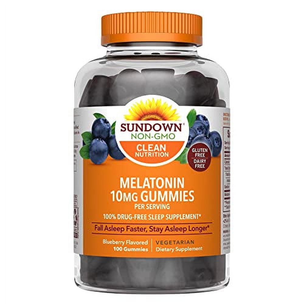 Sundown 10mg Melatonin Gummies, Sleep Supplement, Vegetarian, Blueberry ...