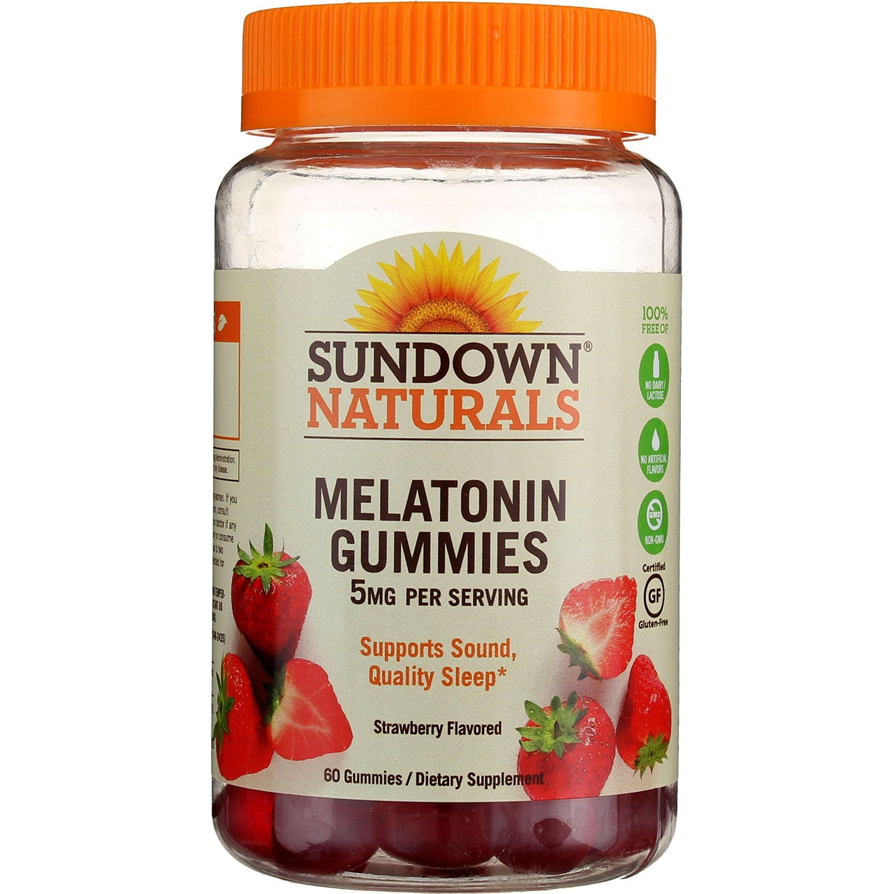 Sundown Melatonin, Dietary Supplement, Sleep Support, 5 mg, Strawberry ...