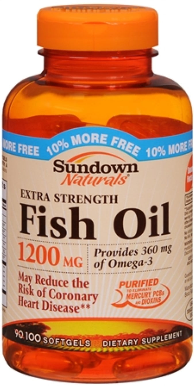 Sundown Naturals Fish Oil 1200 mg, Omega-3 Fatty Acids EPA DHA, 90 ...