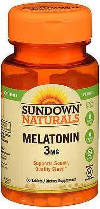Sundown Naturals Melatonin 3 mg Dietary Supplement - 60 Tablets, Pack ...