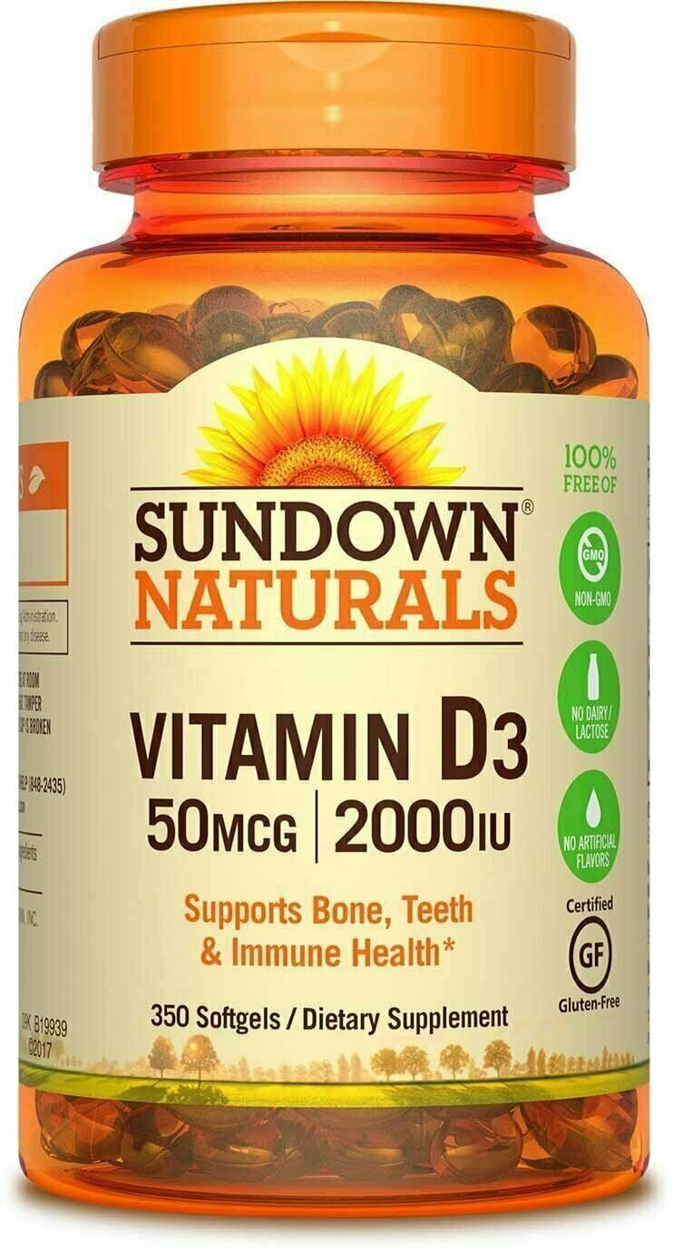 Sundown Naturals Vitamin D3, 2000 Iu 350 Softgels - Walmart.com