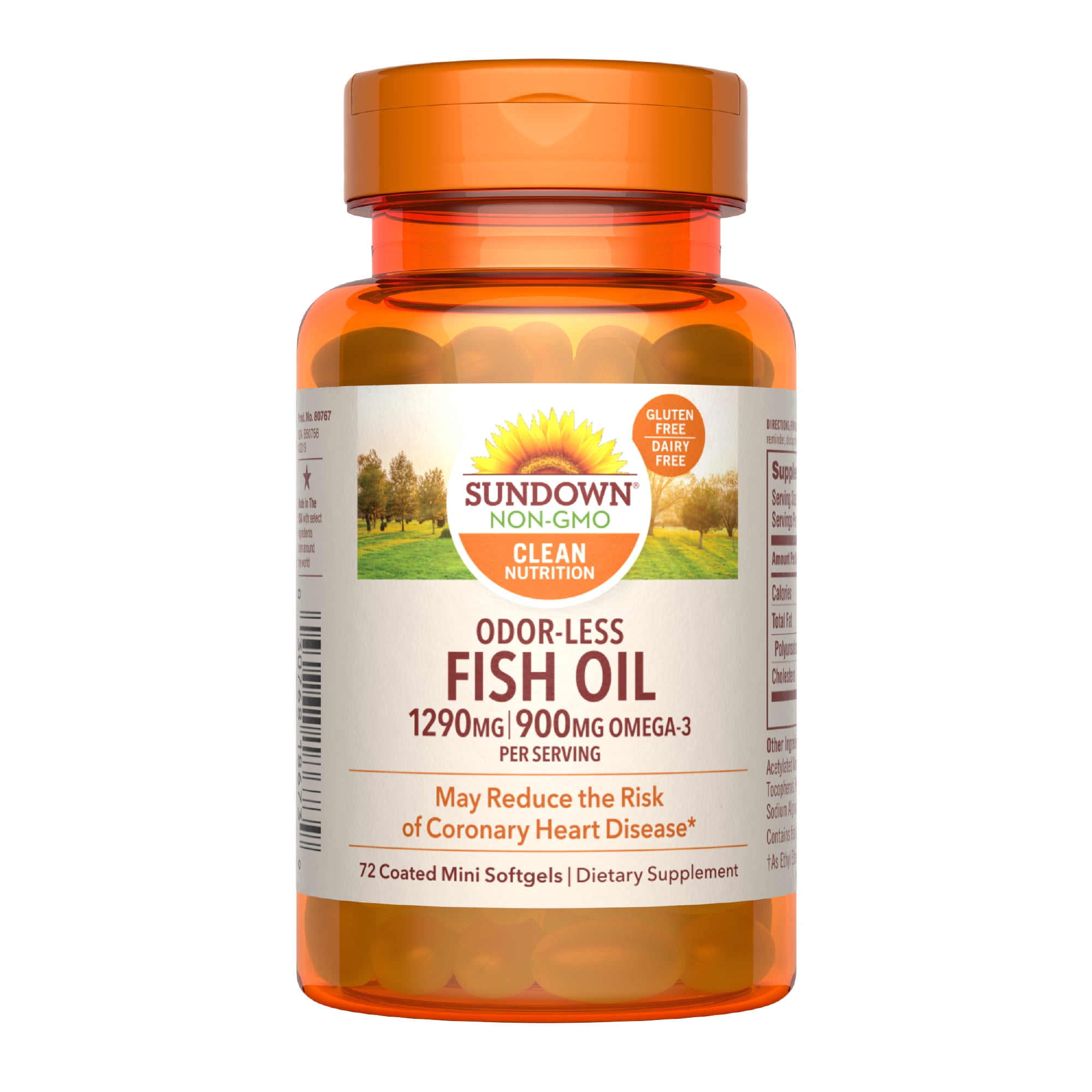 Sundown Odorless Fish Oil, 1290mg, Omega 3 Dietary Supplement, Supports ...