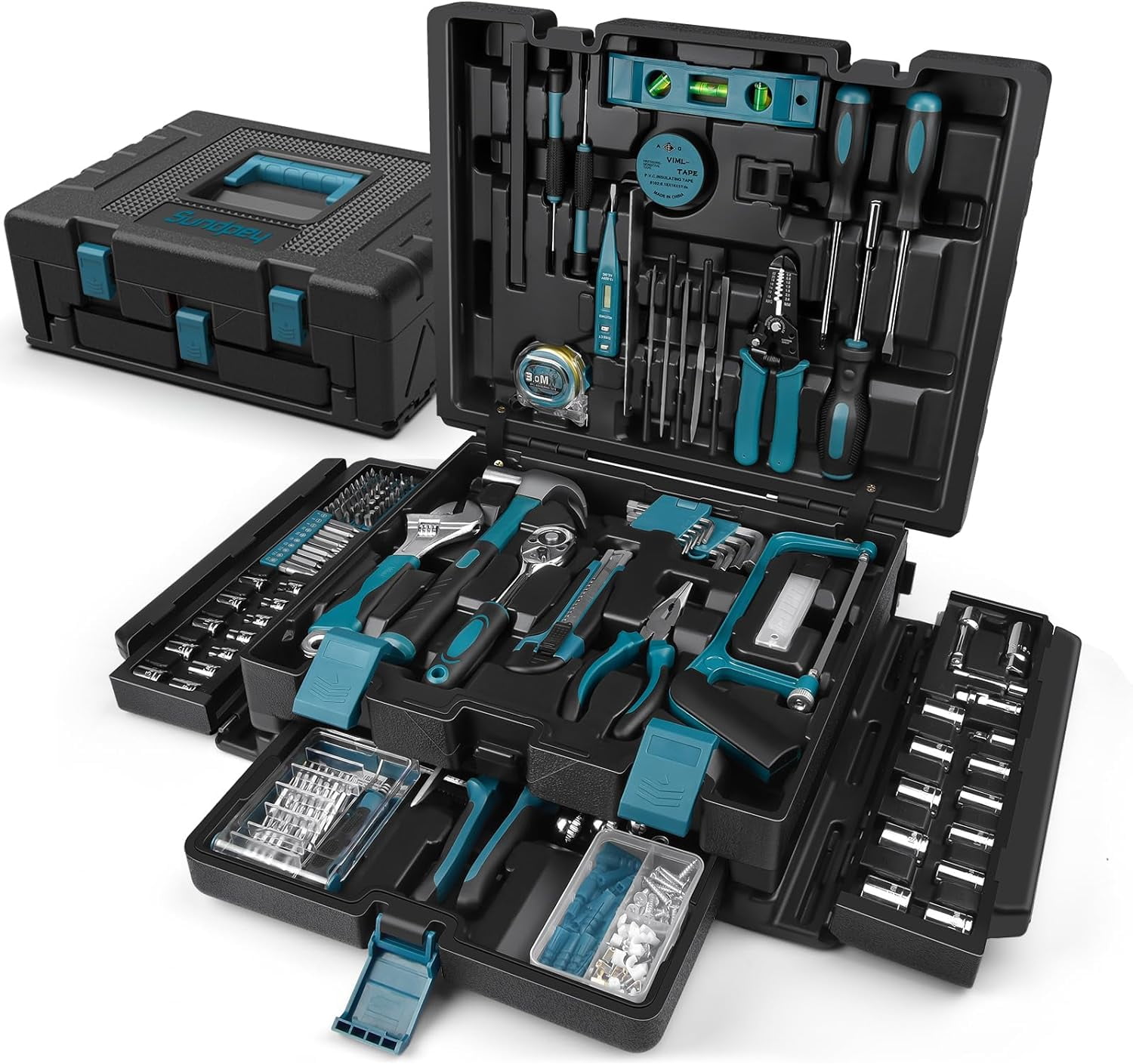 Sundpey Home Tool Kit with Drawer - 379-PCs Portable Complete Household ...
