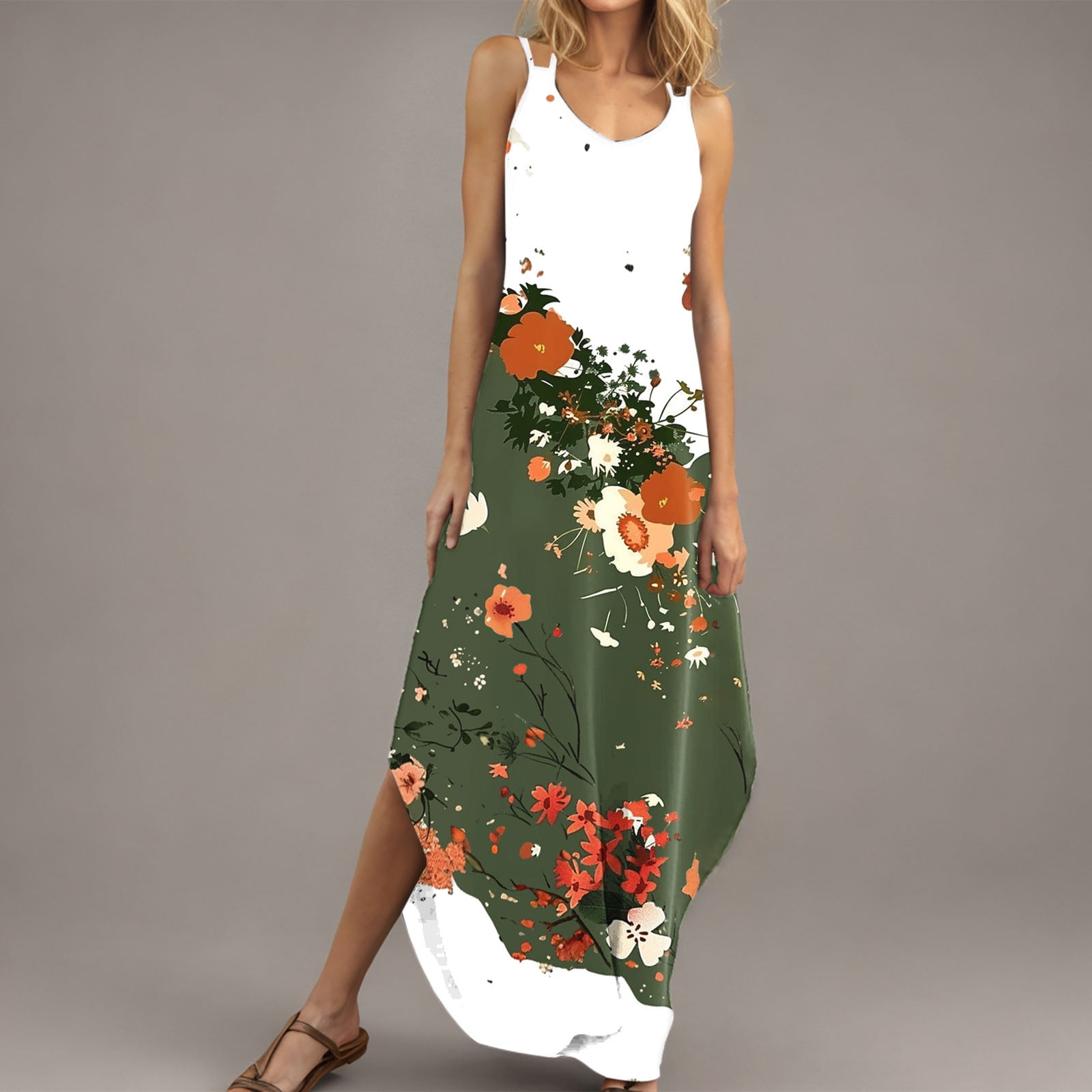 Xdegoge Maxi Dresses for Women 2025 Sleeveless Summer Casual Dress ...