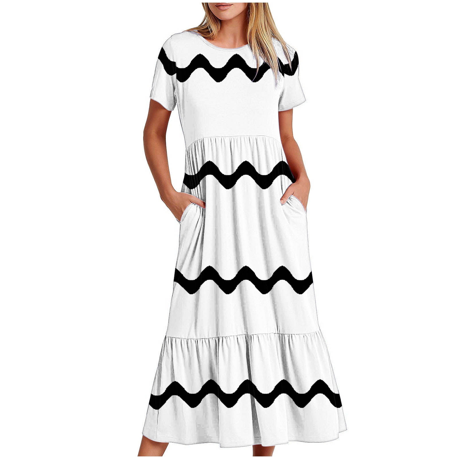 Sundresses for Women 2024 Women's Boho Floral Print Dress Loose Maxi ...