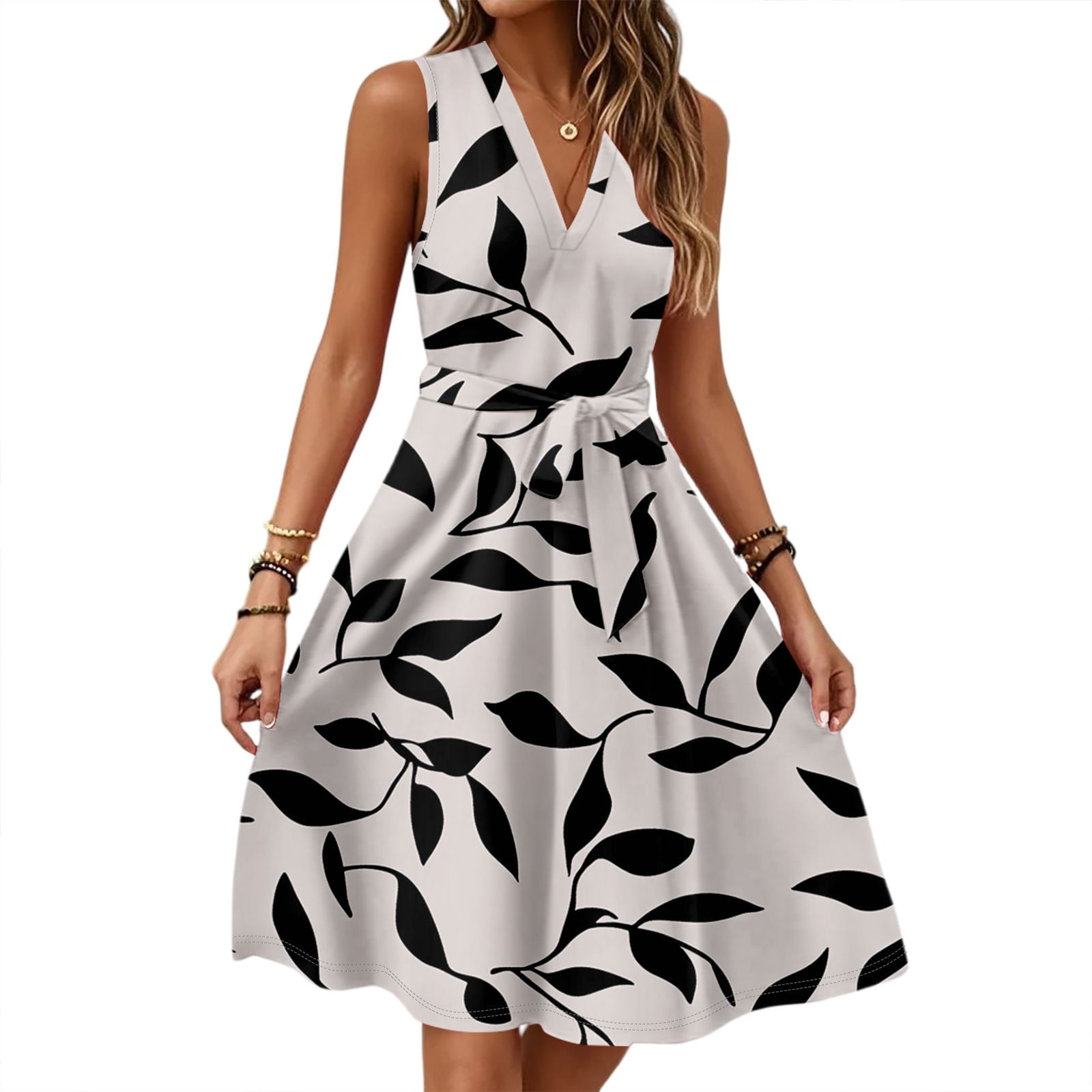 Sundresses For Women 2025, Casual V Neck Sleeveless Floral Tunic Tank ...