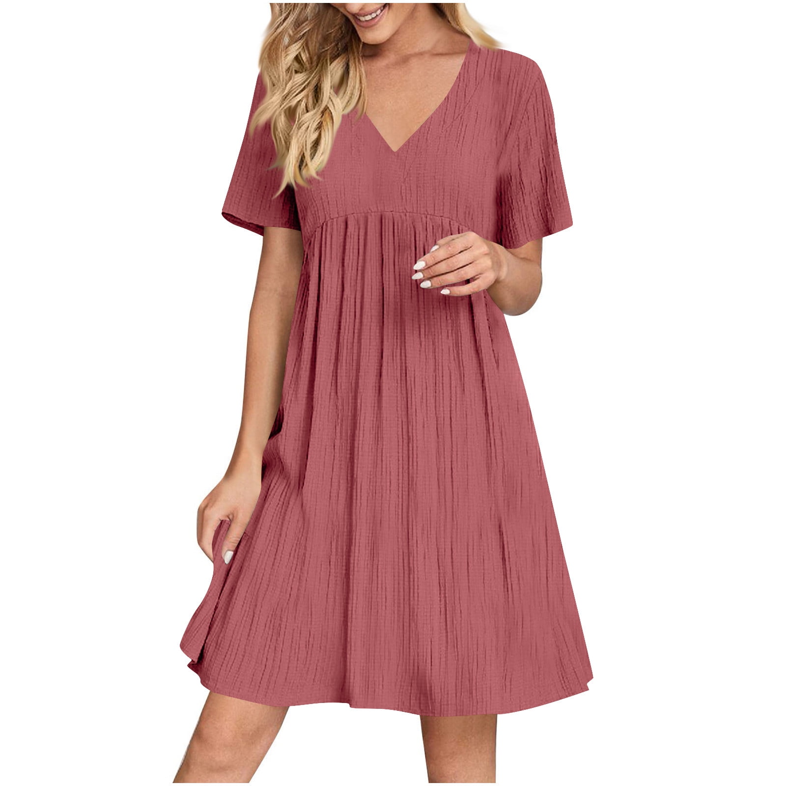 Sundresses for Women 2025 Elastic High Waist Sundress Beach Party Dress ...