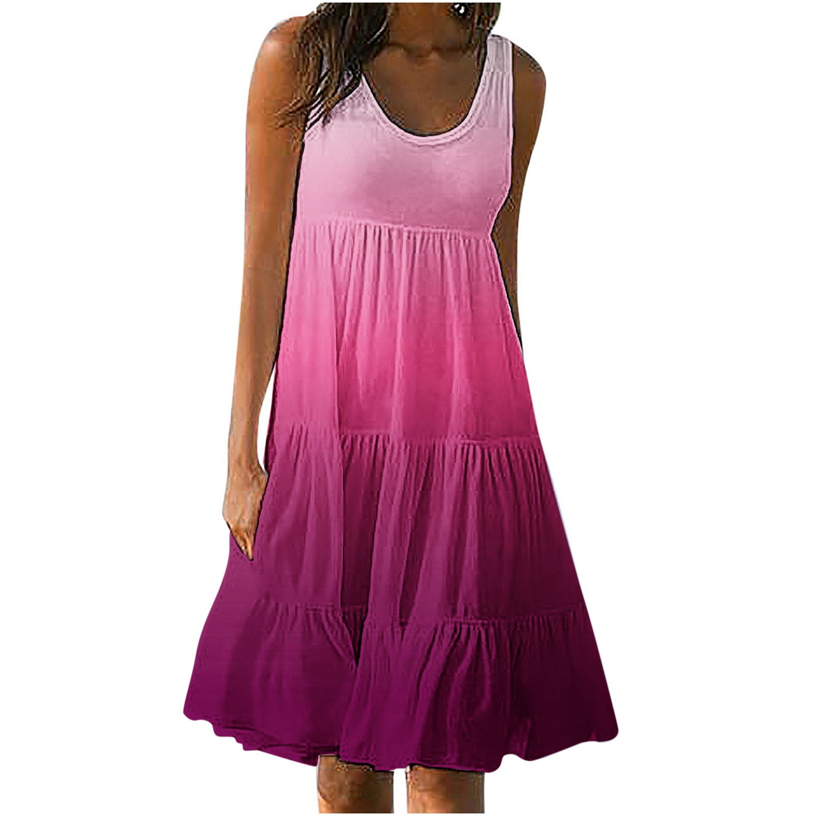 for Women 2024 Sleeveless Cute Petite Mini Dress Tiered Summer Flowy ...