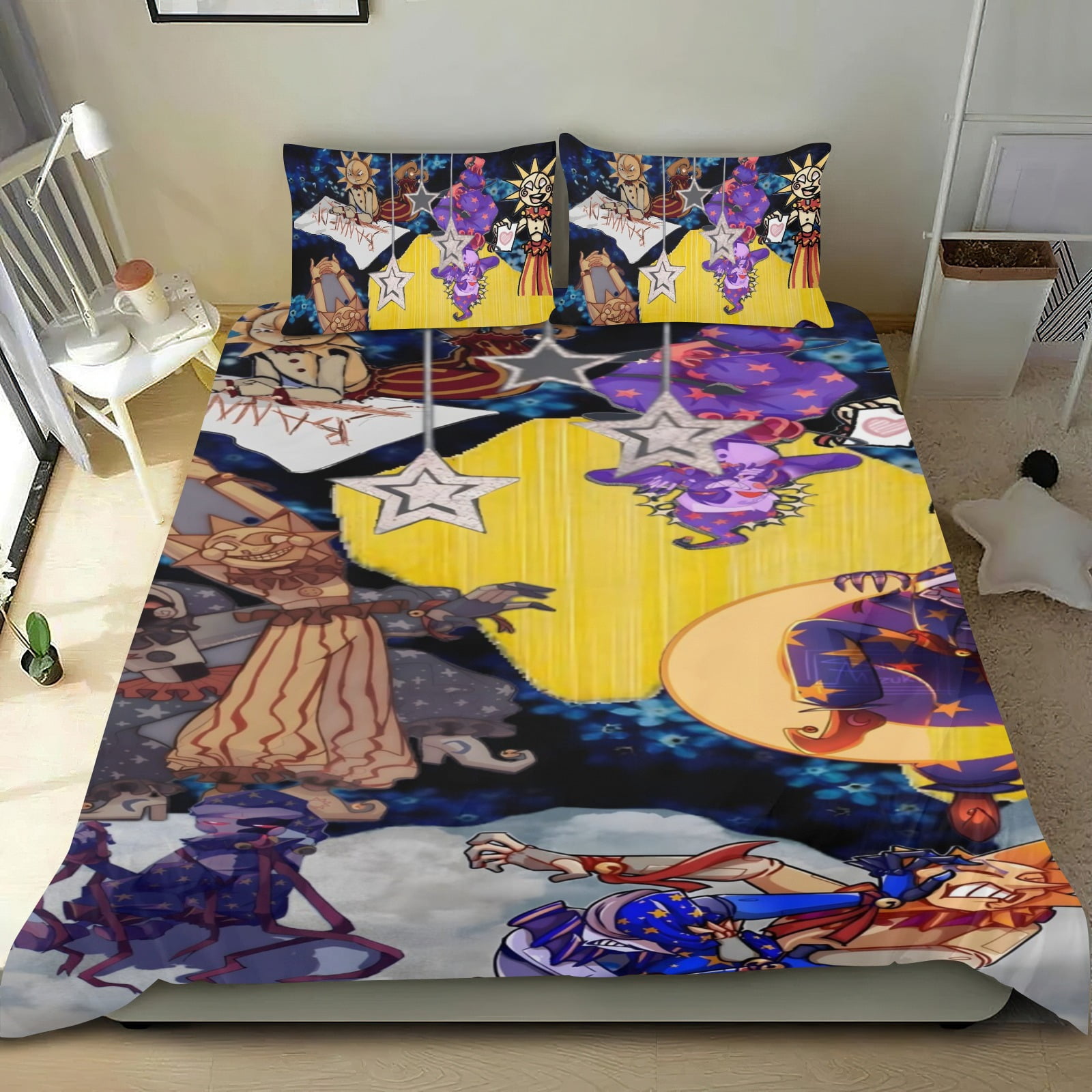 Sundrop FNAF Duvet Cover Set for Kids Teens Girls Boys,3Pcs Bedding Set ...