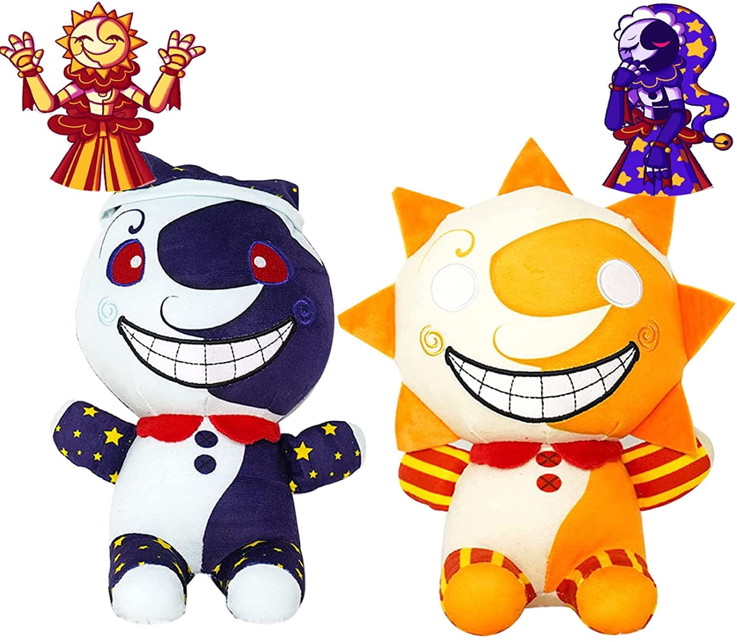 Sundrop and Moondrop Plush 2pcs FNAF Security Breach Figure Clown ...