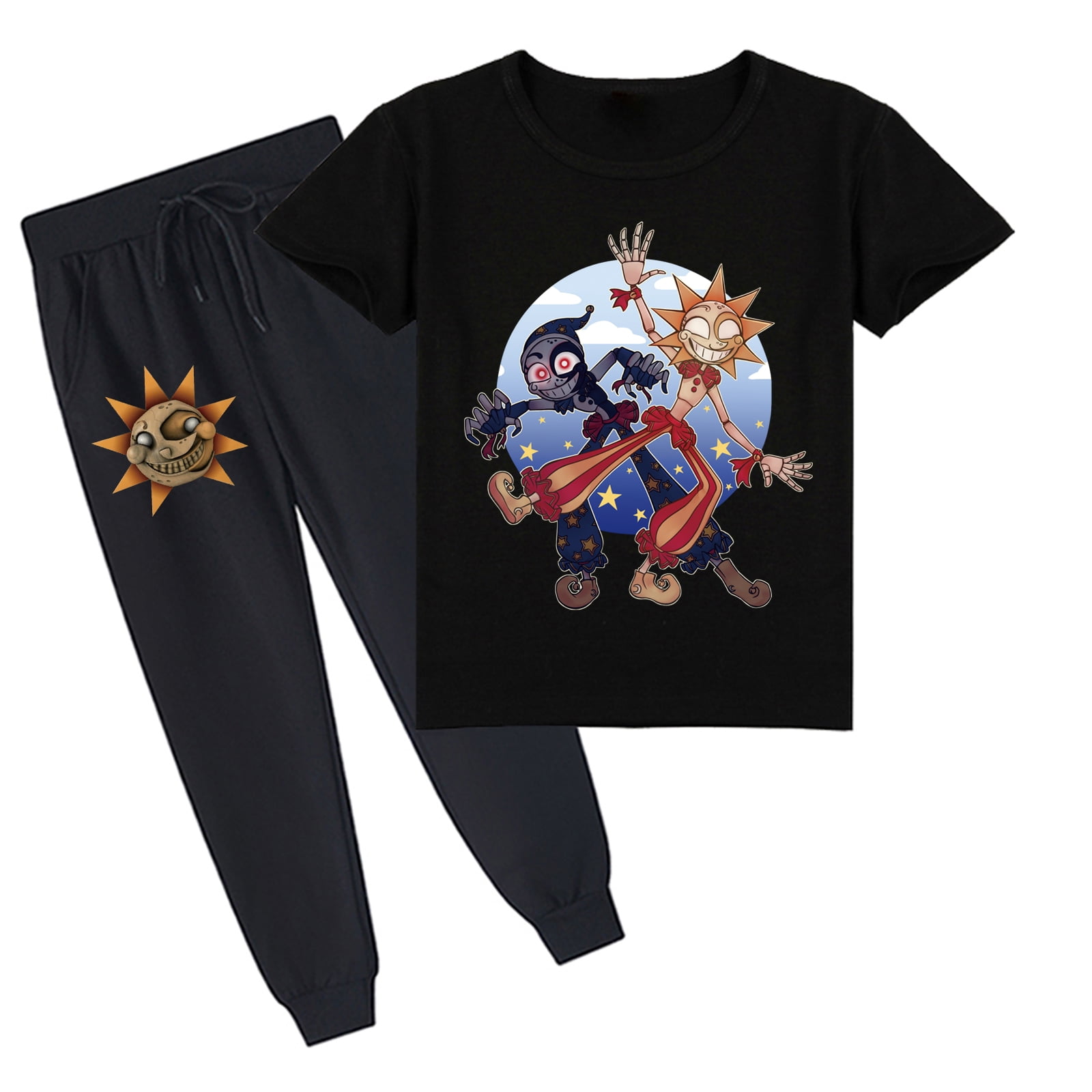 Sundrop and Moondrop Printed Cotton Set: Short Sleeve T-shirt and Long ...